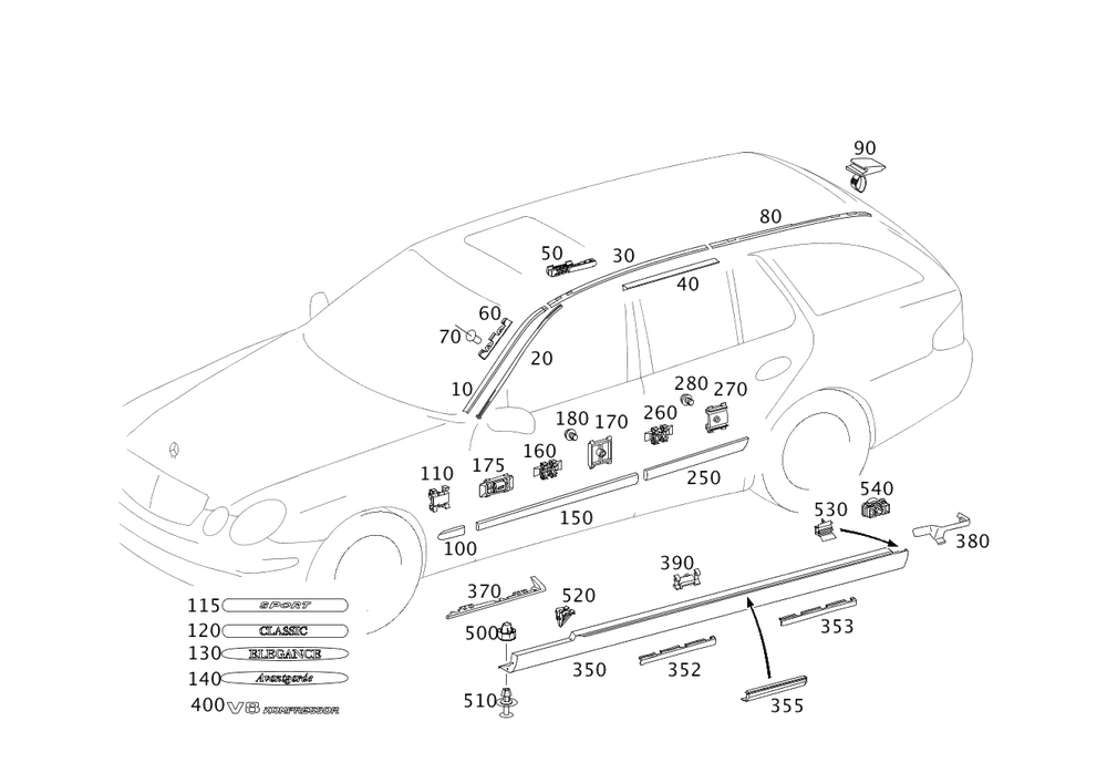 211-988-05-78 - Profile Fastener 1954-2013 Mercedes-Benz | Mercedes ...