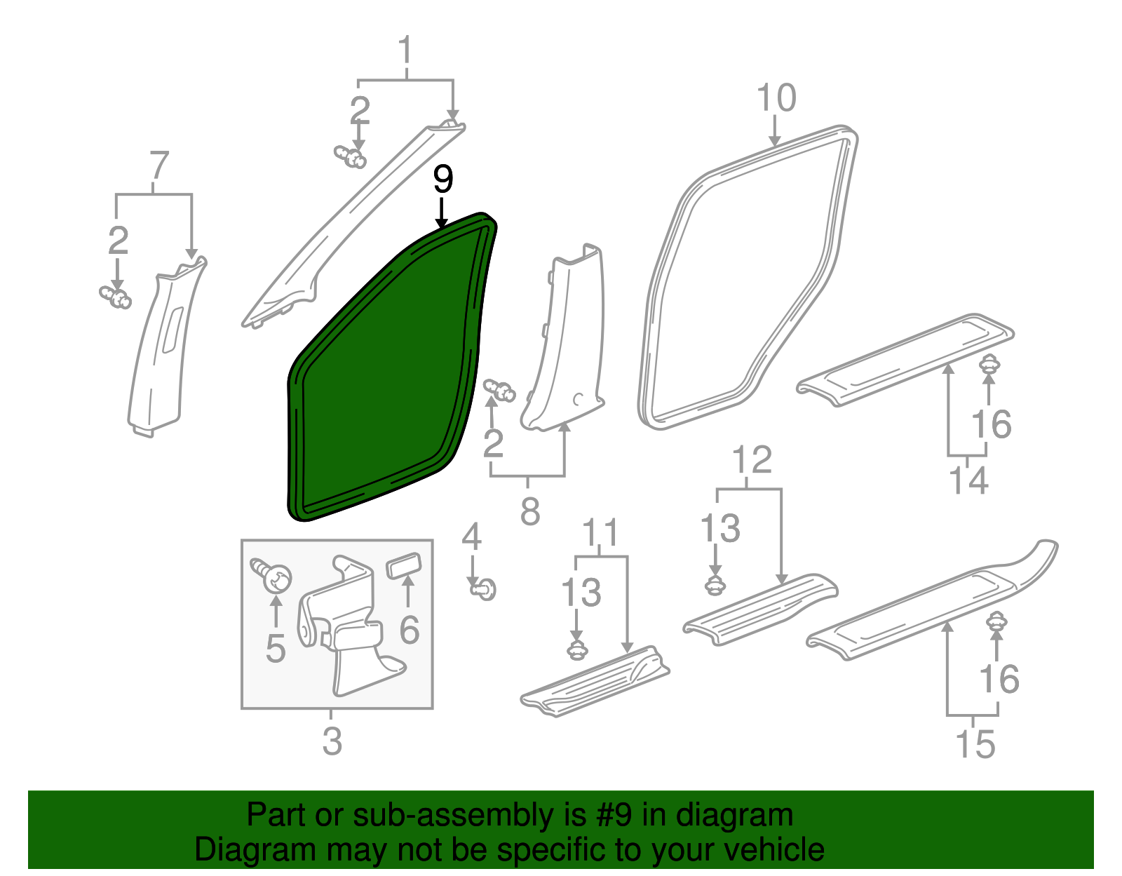72355-S9V-A02ZB - 2003-2008 Honda Pilot - Seal L Front Door Opening ...