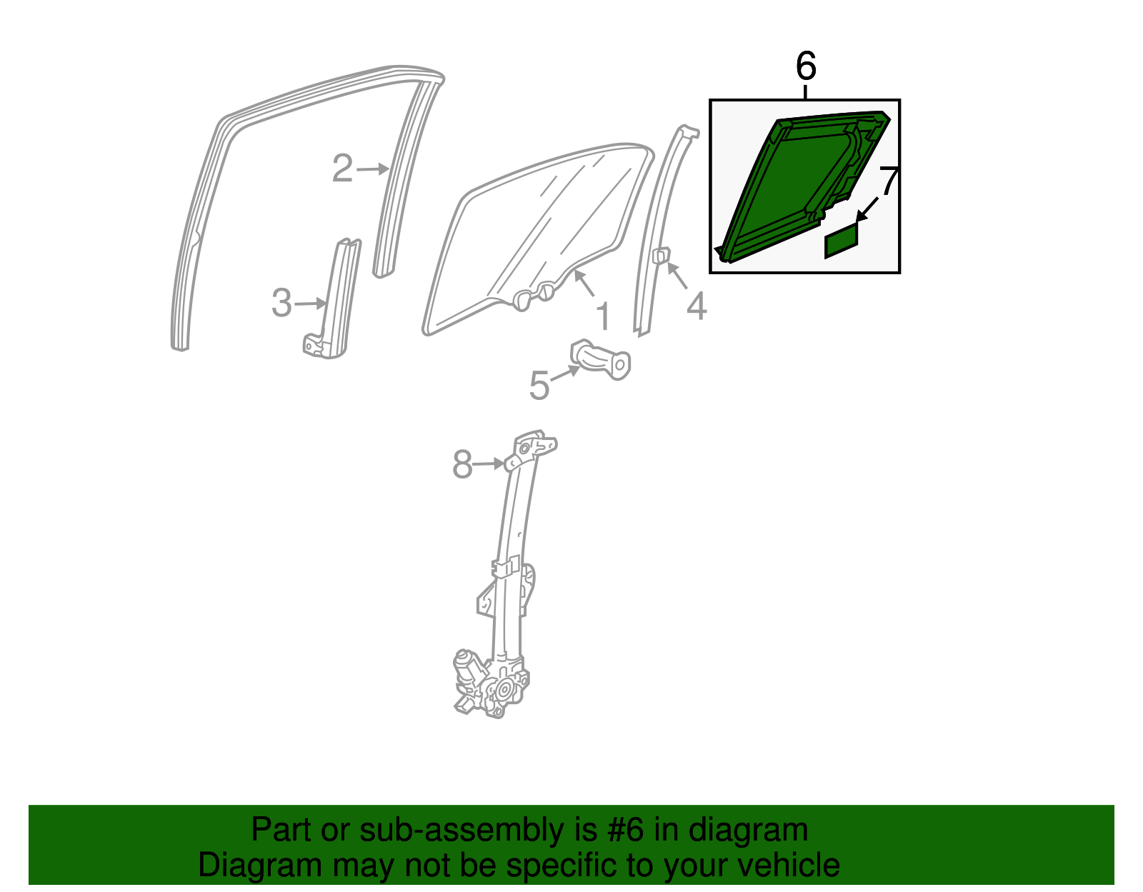 73405-TK4-C02 - 2009-2014 Acura TL - Glass Assembly, R Rear Door ...