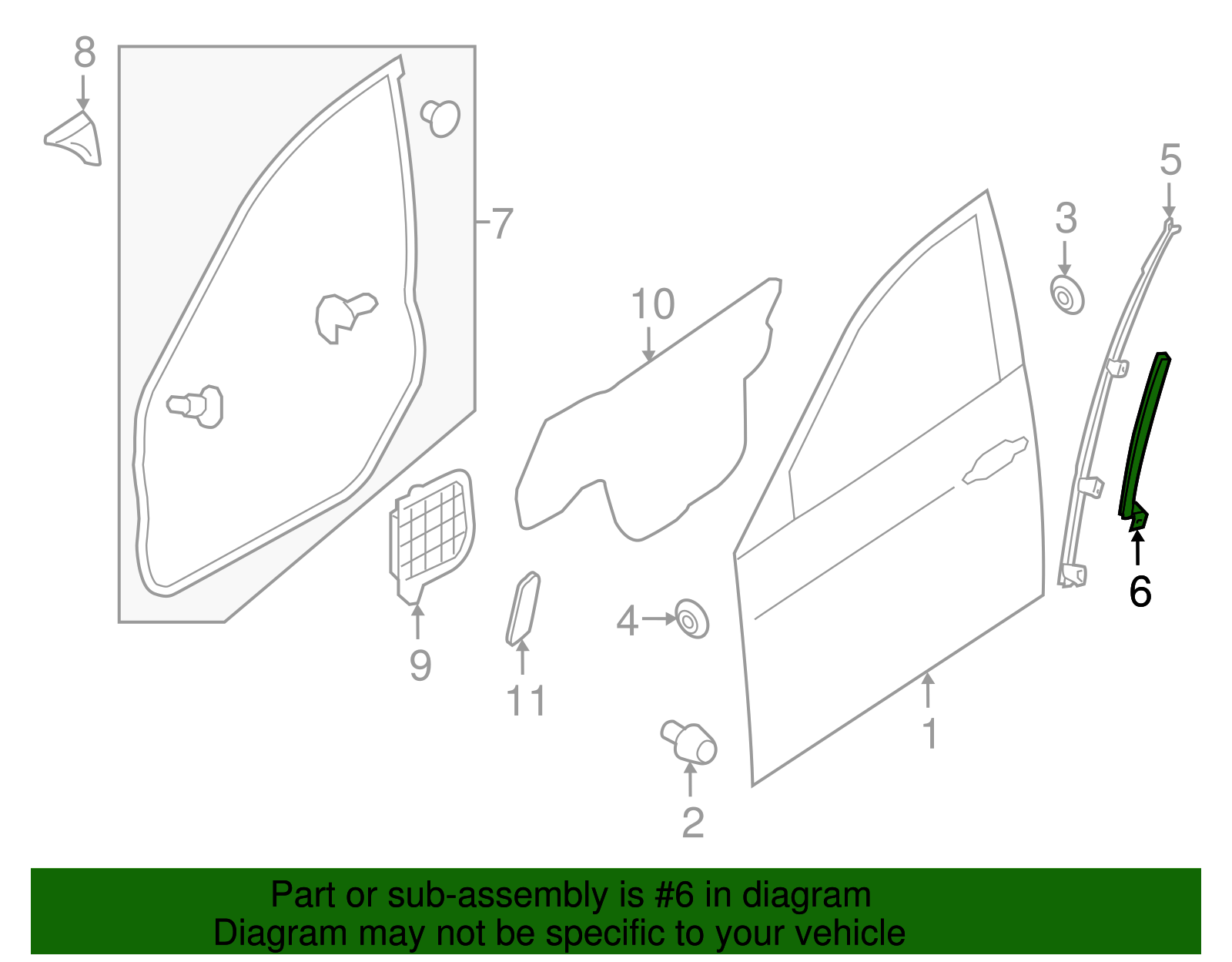 2014-2018 Subaru Forester Window Guide 61240SG0119P | Subaru Parts Guys