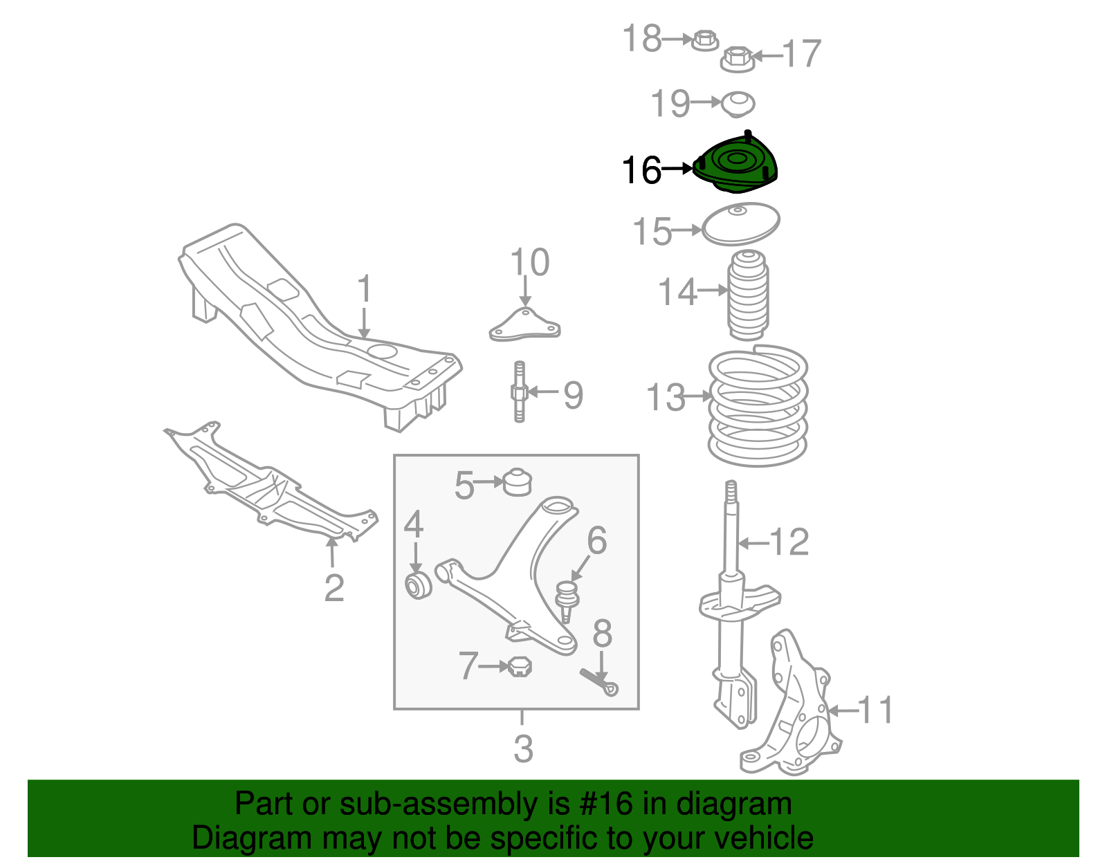 2006-2008 Subaru Legacy Strut Mount 20320AG000 | Subaru Parts Guys