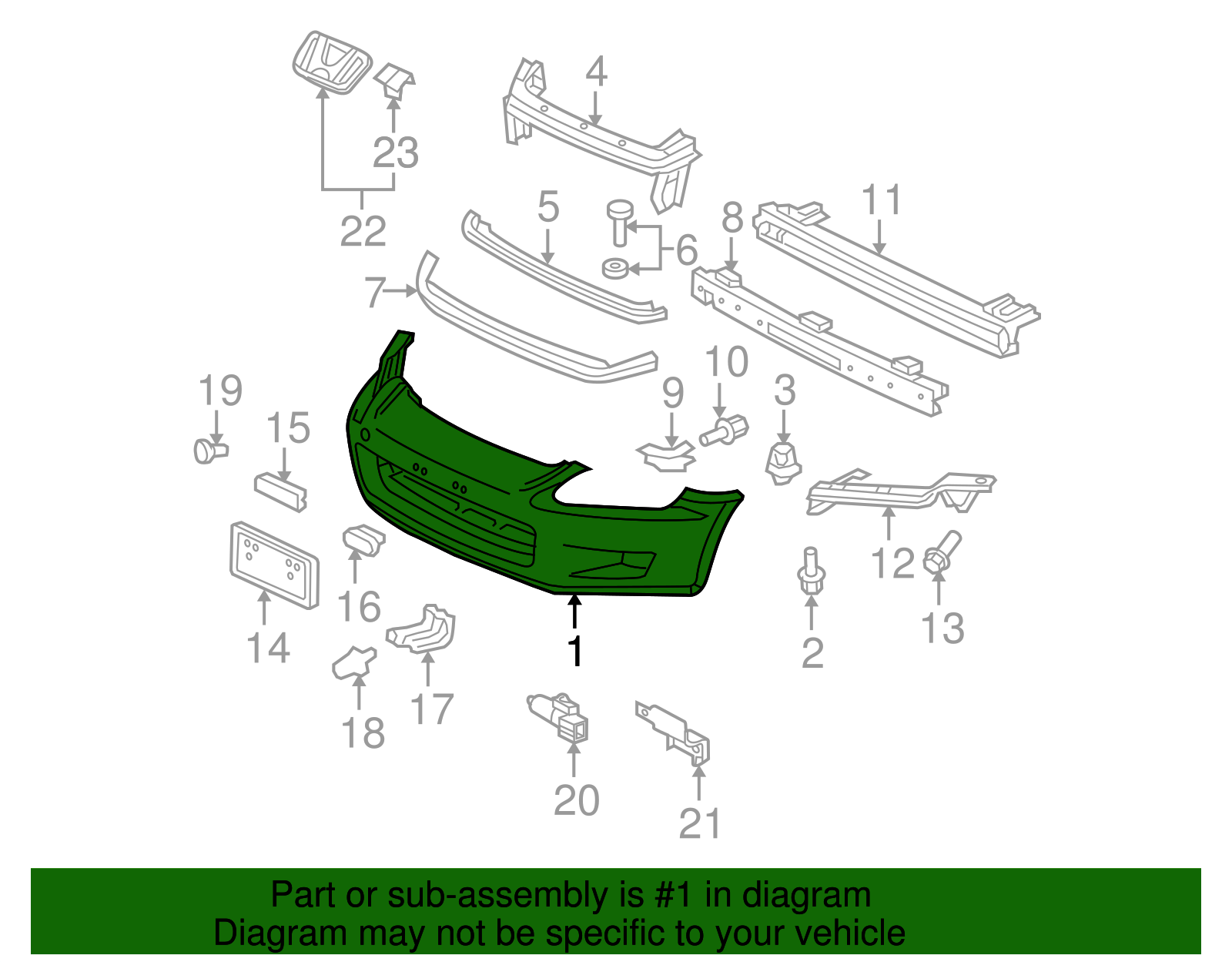 04711-S2A-A92ZZ - Face Front Bumper (DOT) - 2004-2009 Honda S2000 ...