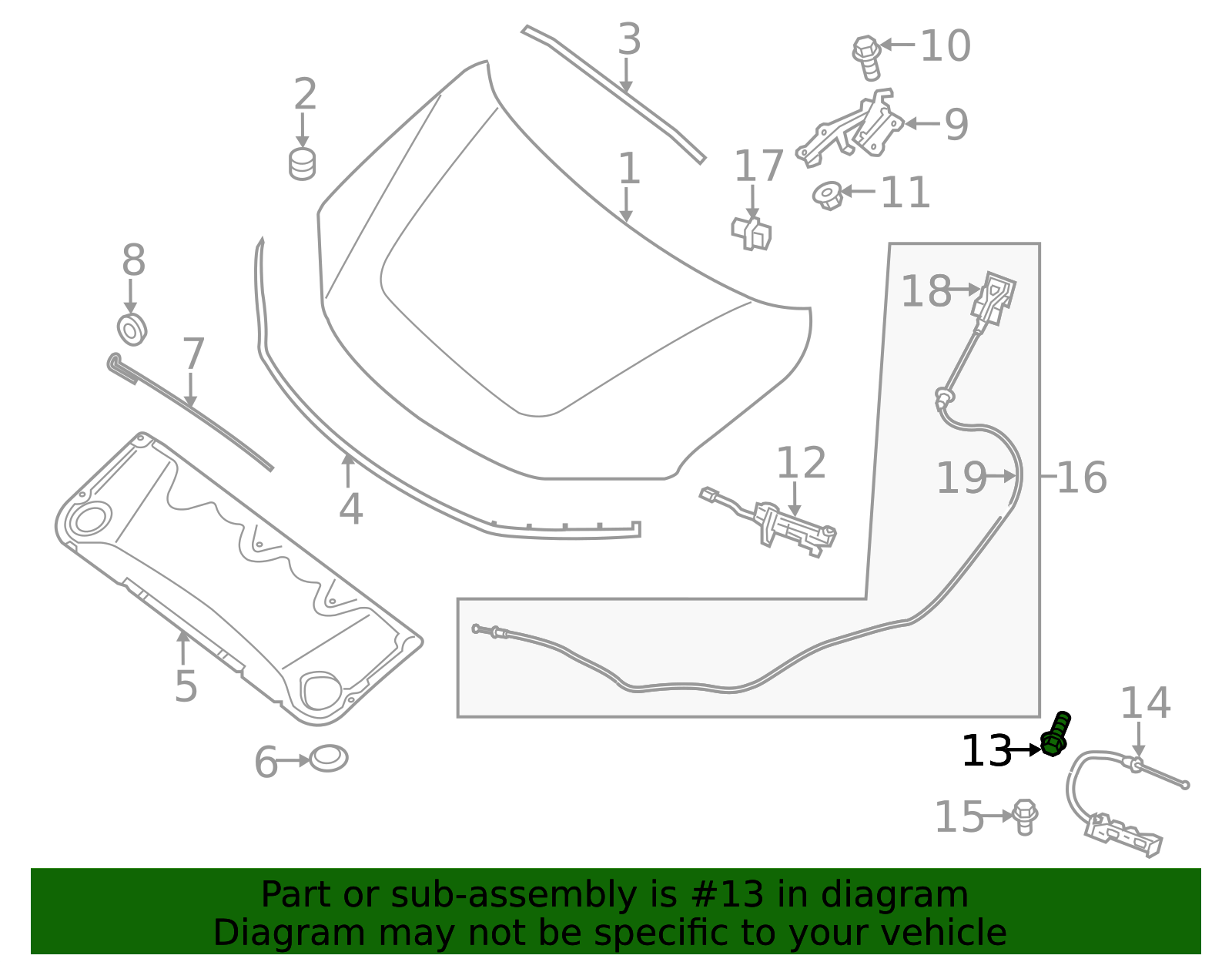 2017-2020 Nissan Pathfinder Latch Bolt 01121-0114U | TascaParts.com