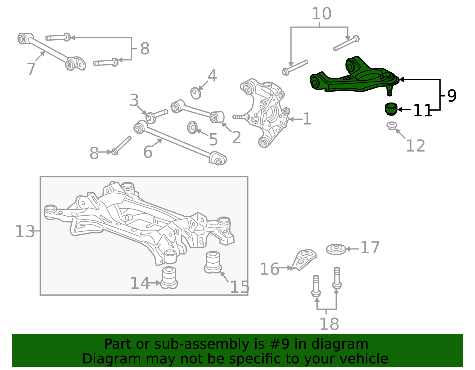 52520-TA0-A02 - 2008-2015 Honda - Arm L Rear (Upper) | Genuine Honda Parts