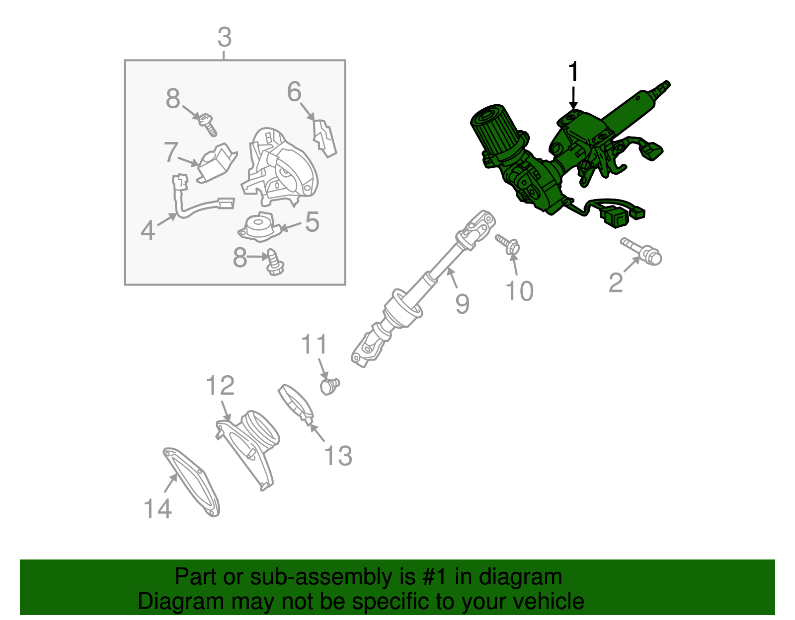 2013-2015 Toyota Venza Steering Column 45250-0T100 | OEM Parts Online