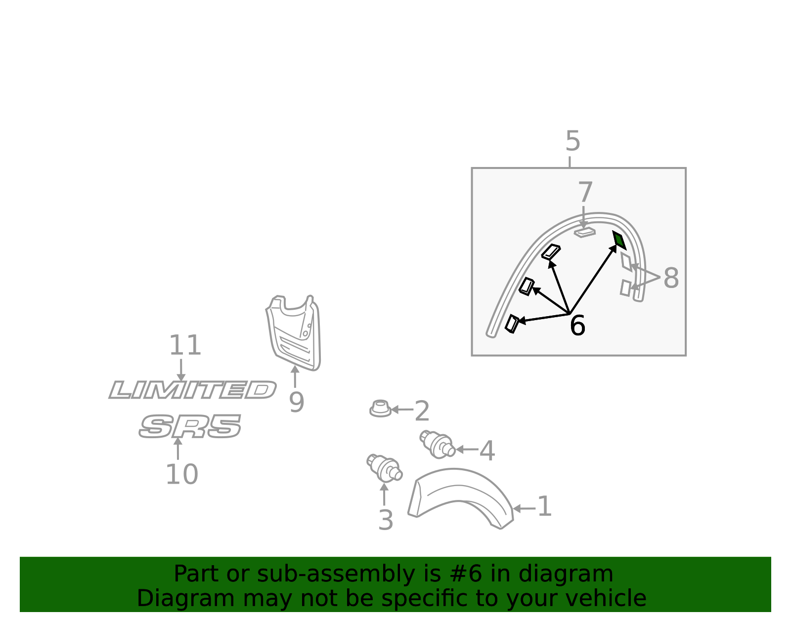 75392-0C100 - Wheel Opening Molding Retainer - 2001-2006 Toyota | Nucar ...