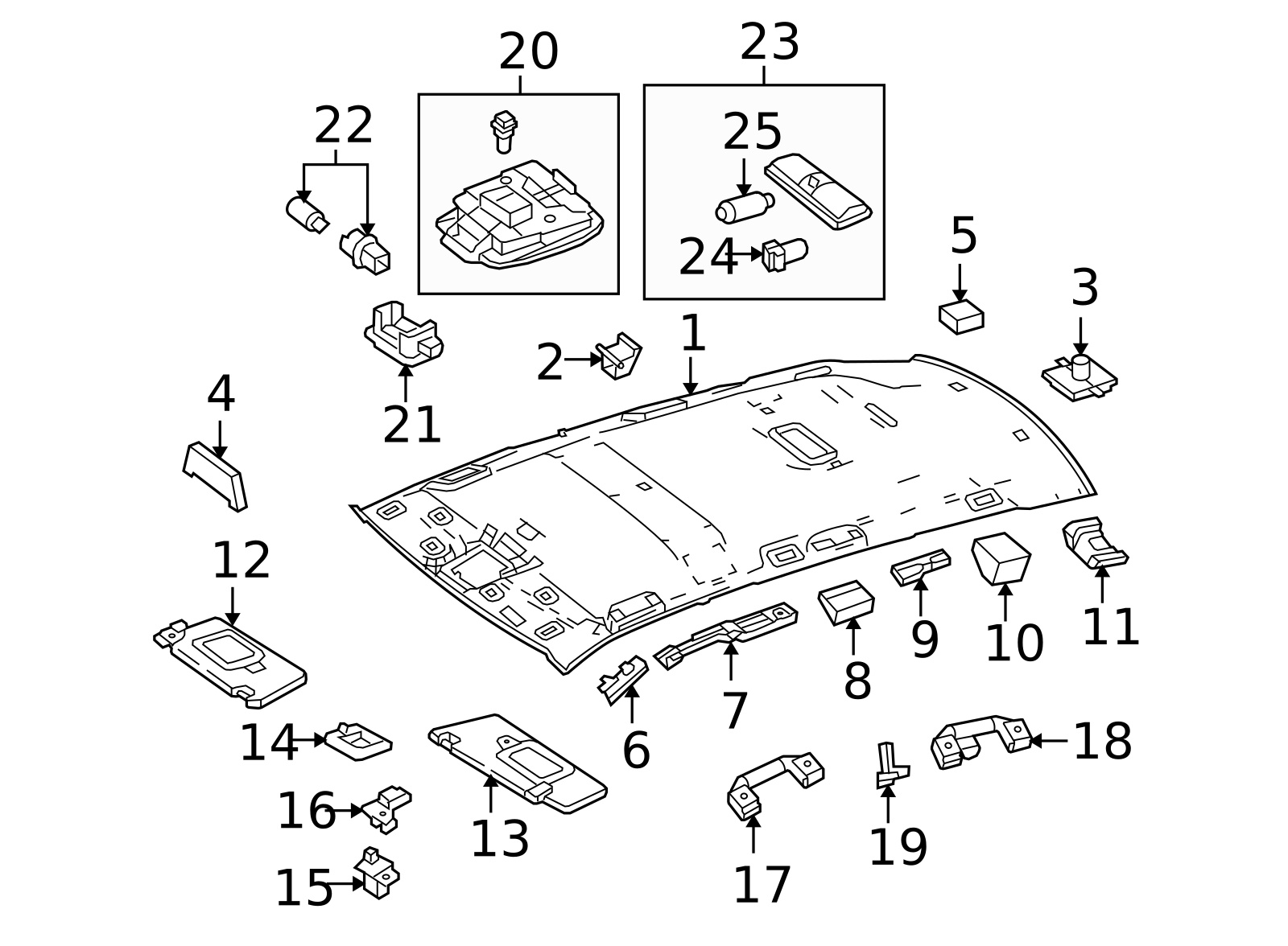 Overhead Control Panel | 204-820-17-23-64-8N96 | OEM Vehicle Parts