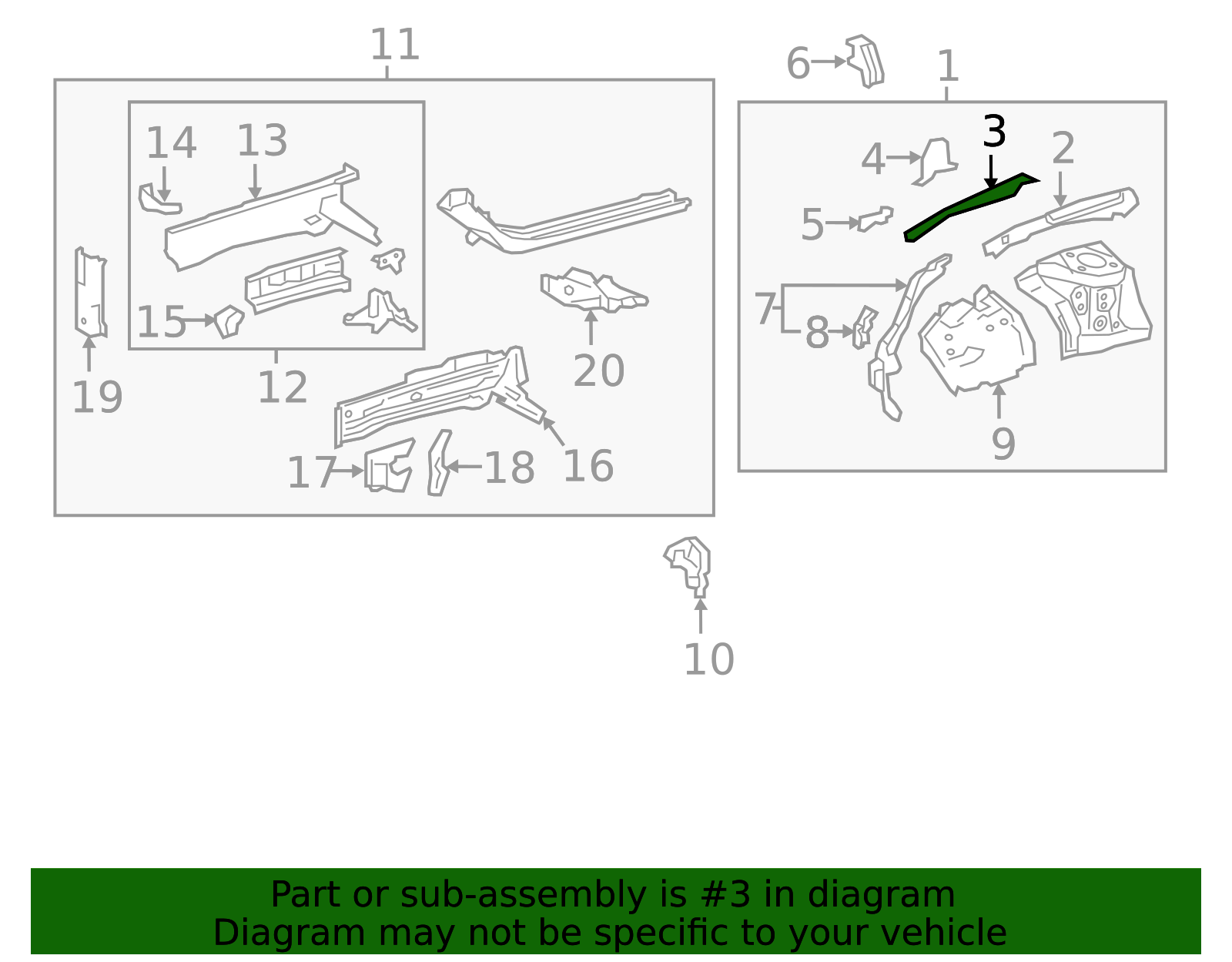 2016-2025 Toyota Fender Rail Reinforcement 53734-02070 | OEM Parts Online