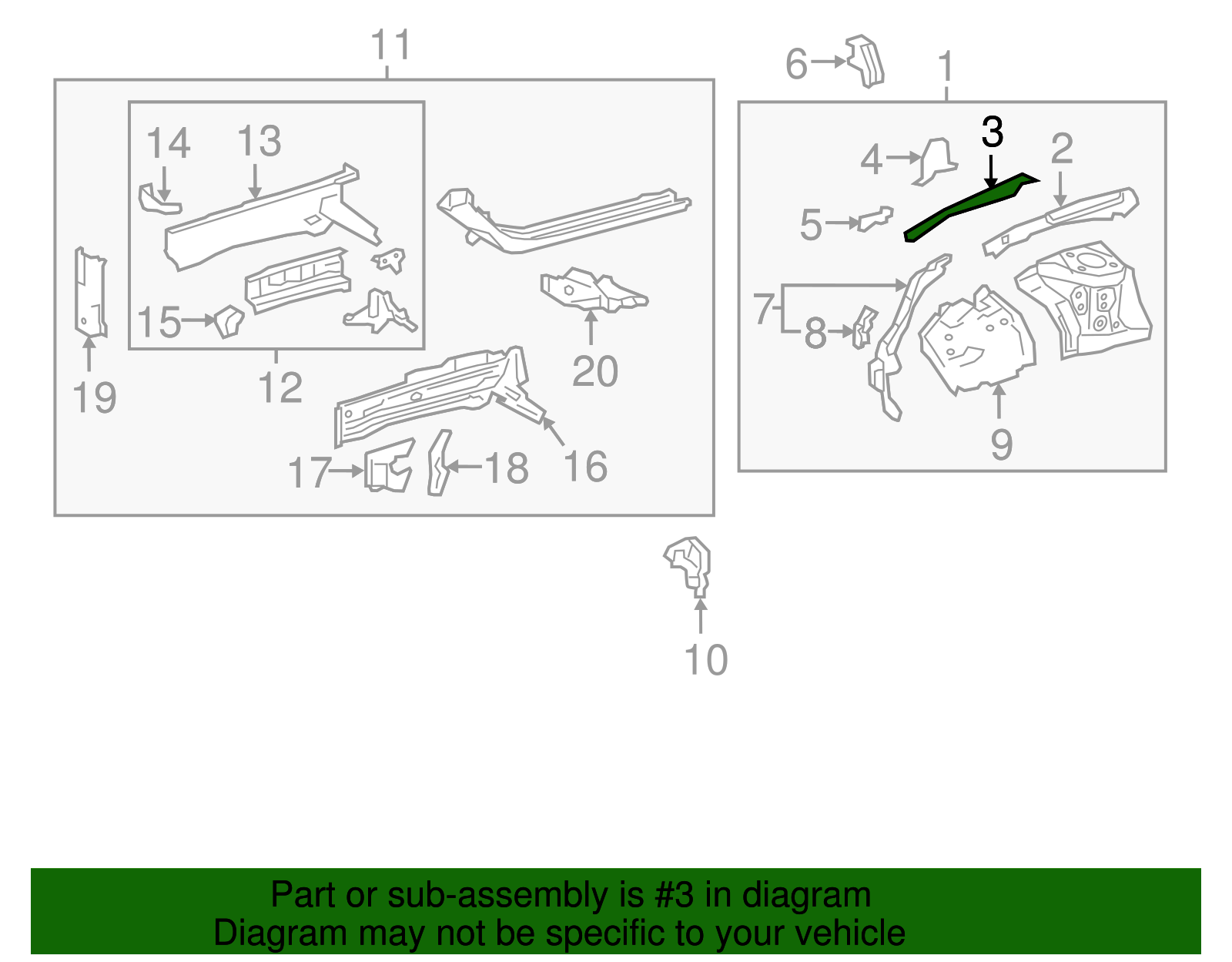 53733-02070 - 2016-2024 Toyota - Fender Rail Reinforcement | Conicelli ...