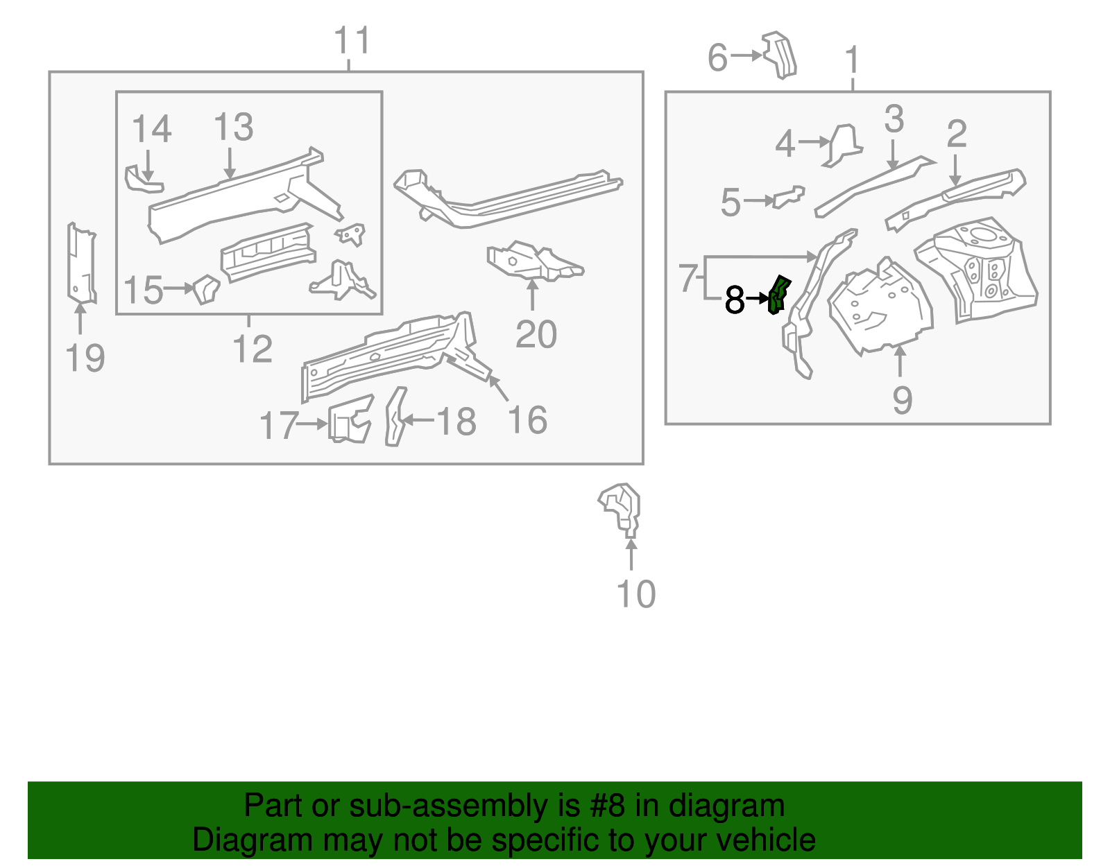 53813-47050 - 2016-2024 Toyota - Apron Reinforced Extension | Nucar ...