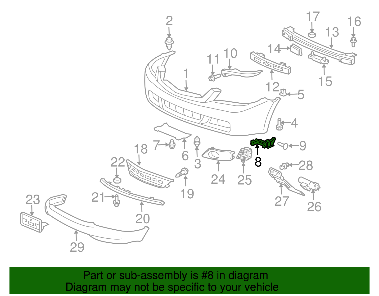 71198-SEA-003 - 2004-2008 Acura TSX - Spacer, L Front Bumper Side | All ...