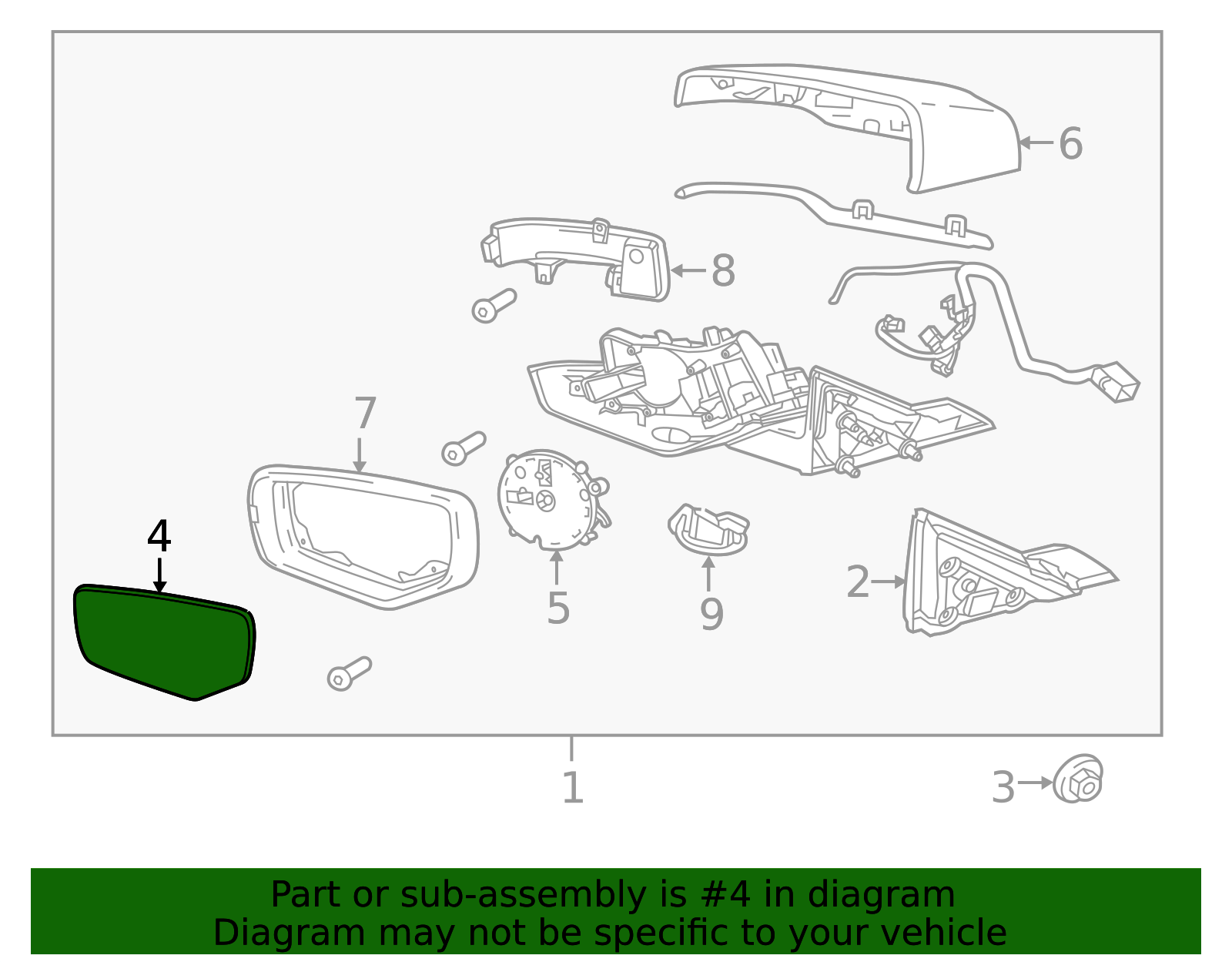 2014-2025 Cadillac Passenger Side Door Mirror Glass and Backing Plate ...