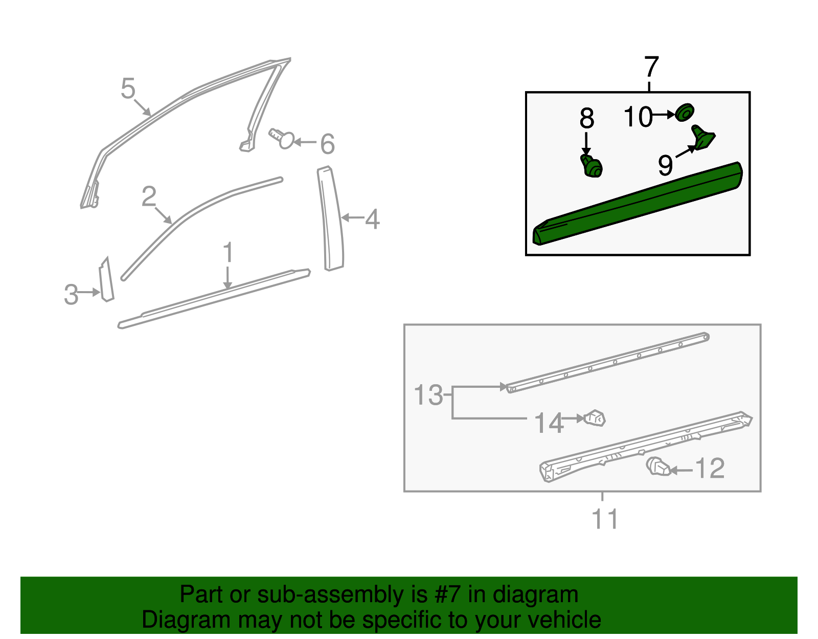 2010-2015 Lexus Body Side Molding 75072-0E010 | OEM Parts Online