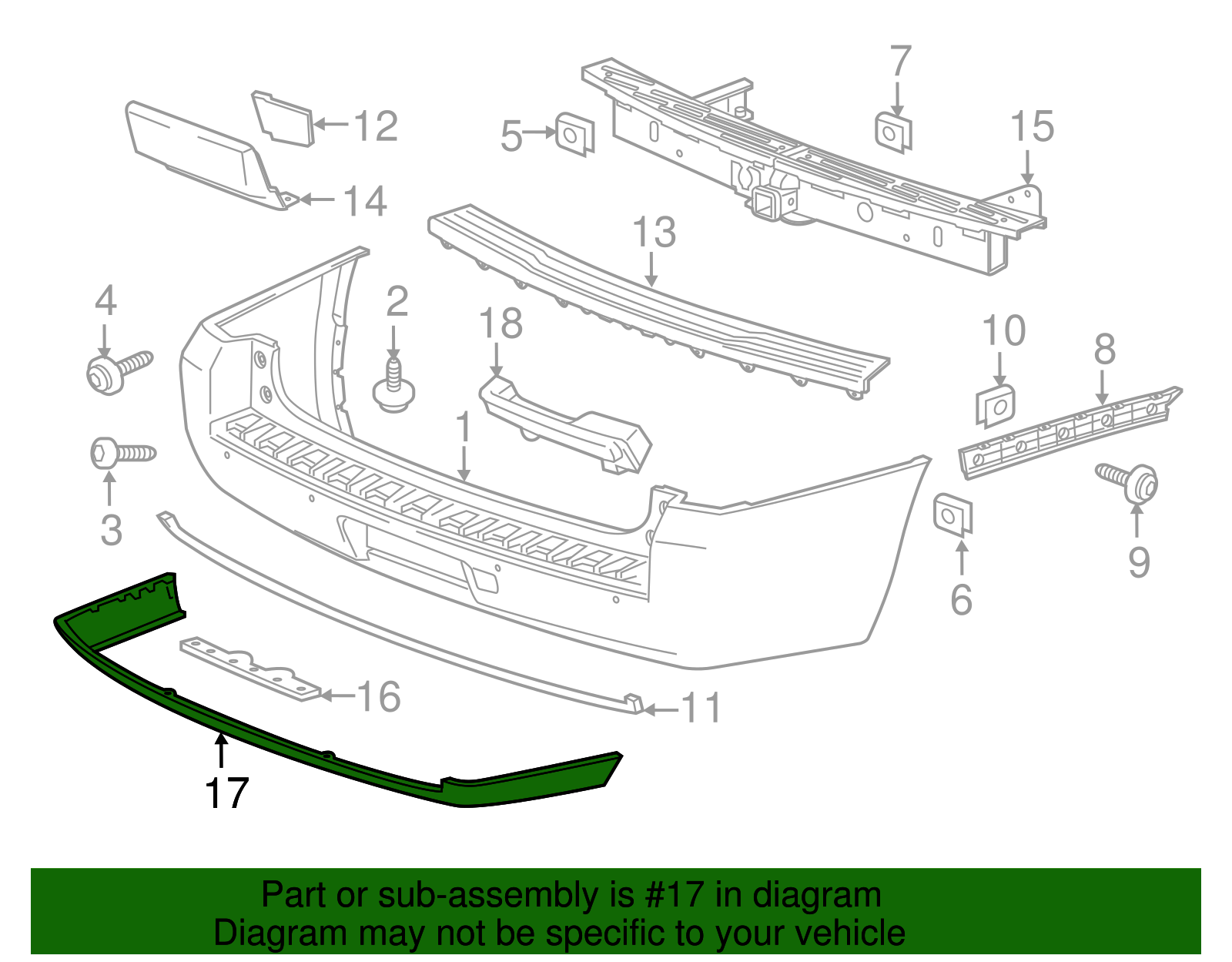 84515908 - Rear Bumper Lower Fascia 2015-2020 Cadillac Escalade ESV ...