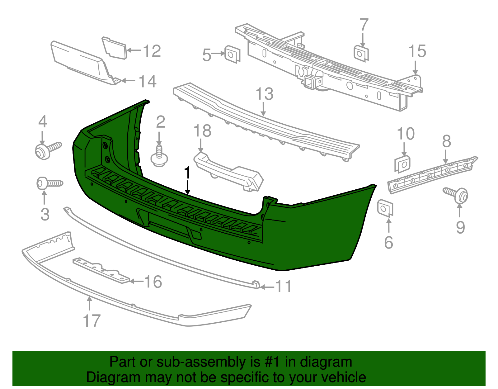 84399430 - Primed Rear Bumper Upper Fascia 2017-2020 Cadillac Escalade ...