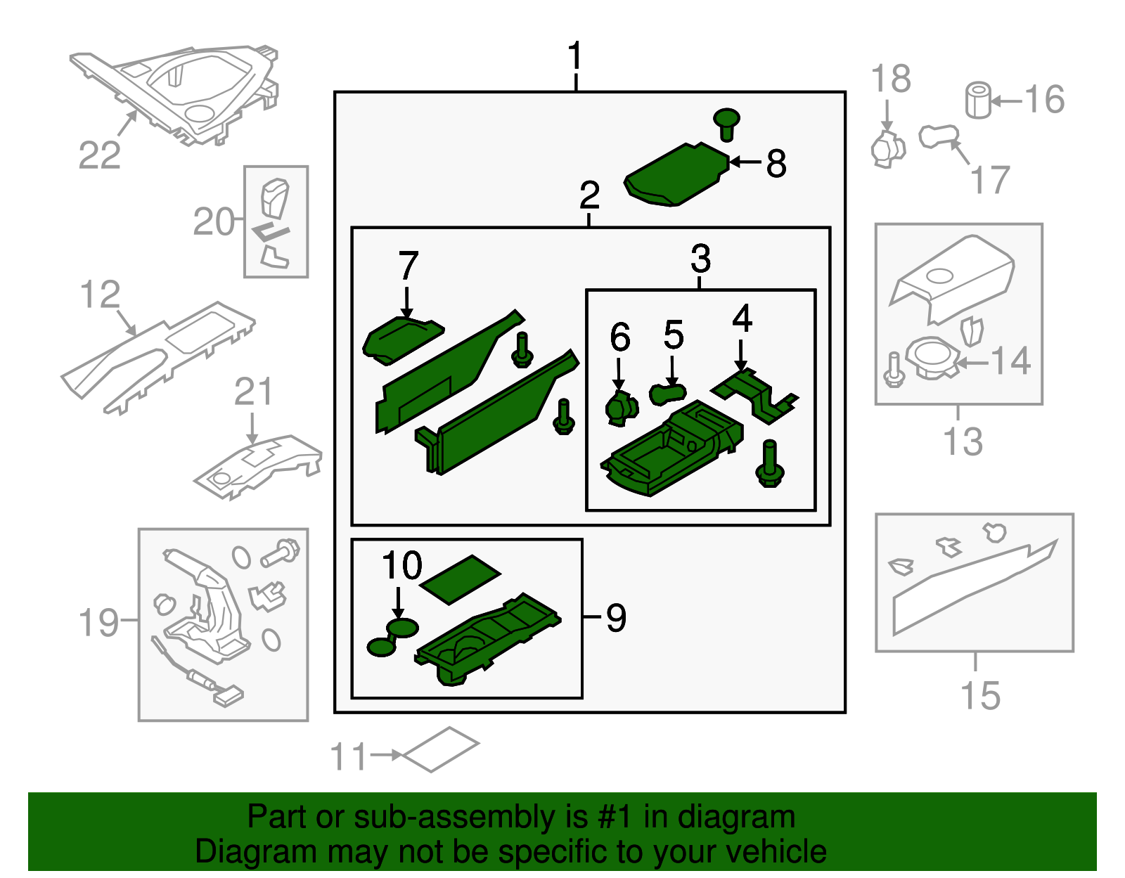 2020 Nissan GT-R Floor Console 96910-6HT1E | Nissan Parts Central