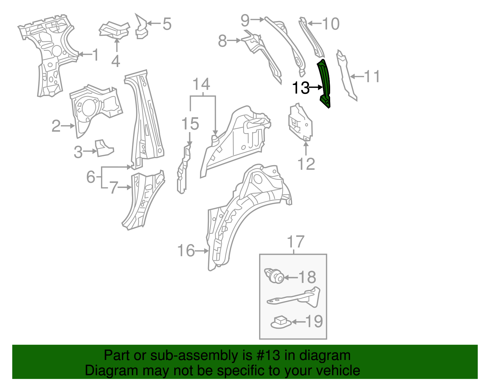 2012-2015 Scion iQ Quarter Panel Gutter 61035-74010 | Toyota Parts Center