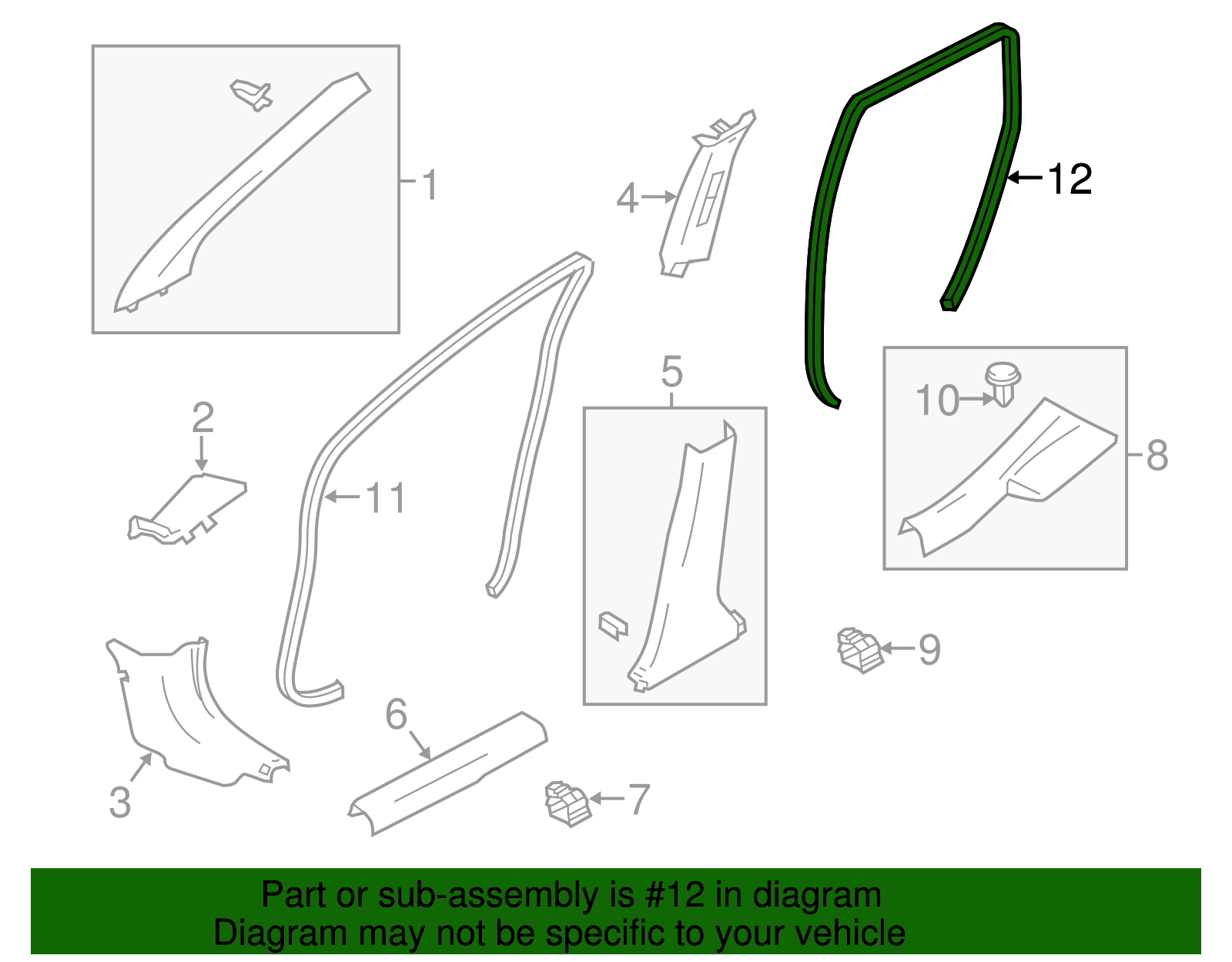 76924-3WC0A - Weather-Strip On Body - 2014-2019 Nissan Versa Note ...