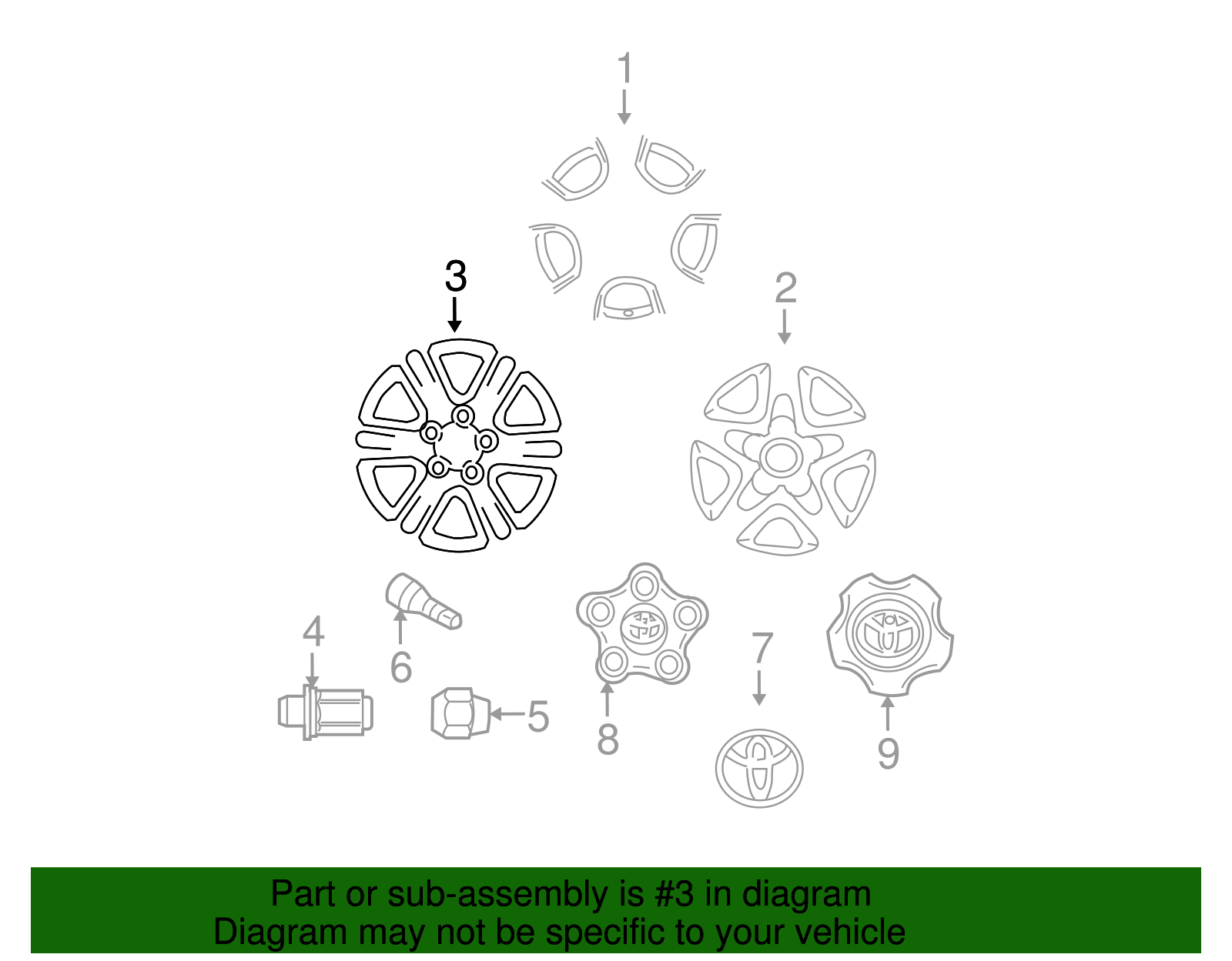Genuine Toyota Wheel 6 Spoke part# 42611-48280 for 2004-2007 Toyota ...