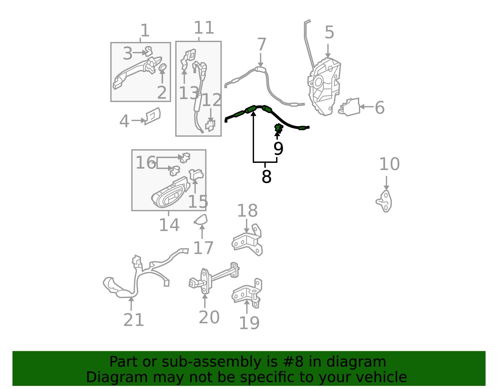 72133-SNA-A01 - 2006-2011 Honda Civic - Cable R Front Door Lock ...