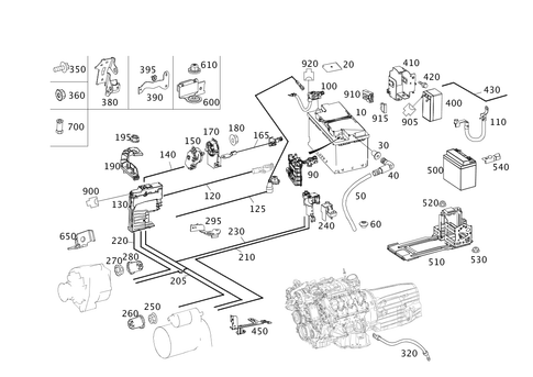Battery, Starter and Alternator Line for 2010 Mercedes-Benz E350 ...