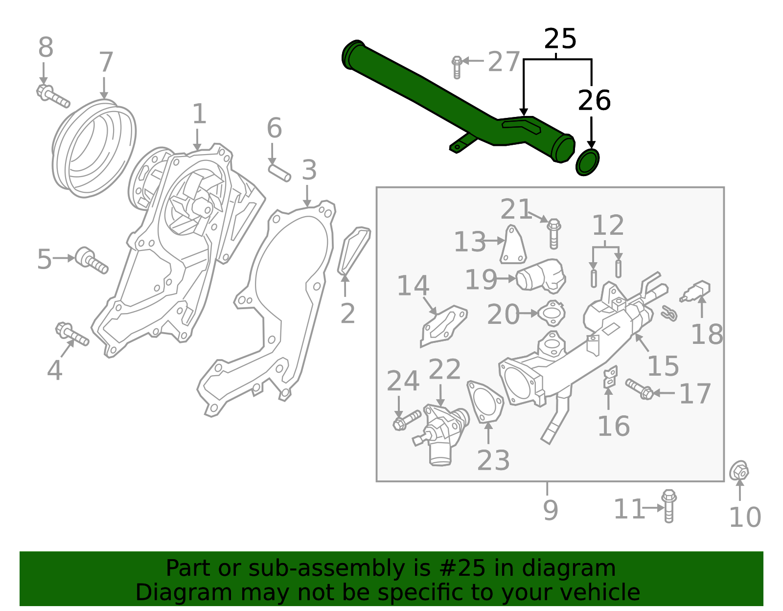 2010-2025 Hyundai Water Inlet Pipe 25460-3CAA0 | OEM Parts Online