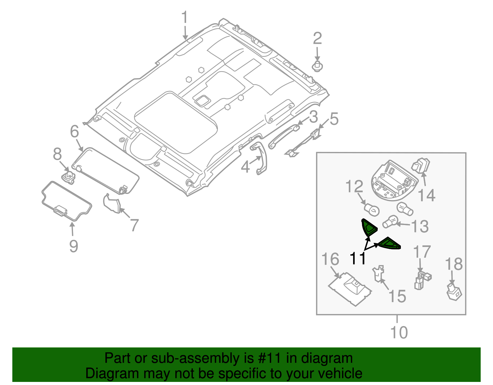 2004-2015 Nissan Map Lamp Lens 26431-7S010 | Nissan Parts Central