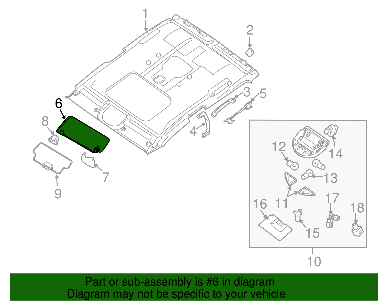 2014-2015 Nissan Sun-Visor 96401-9GE1A | Nissan OEM Parts Online
