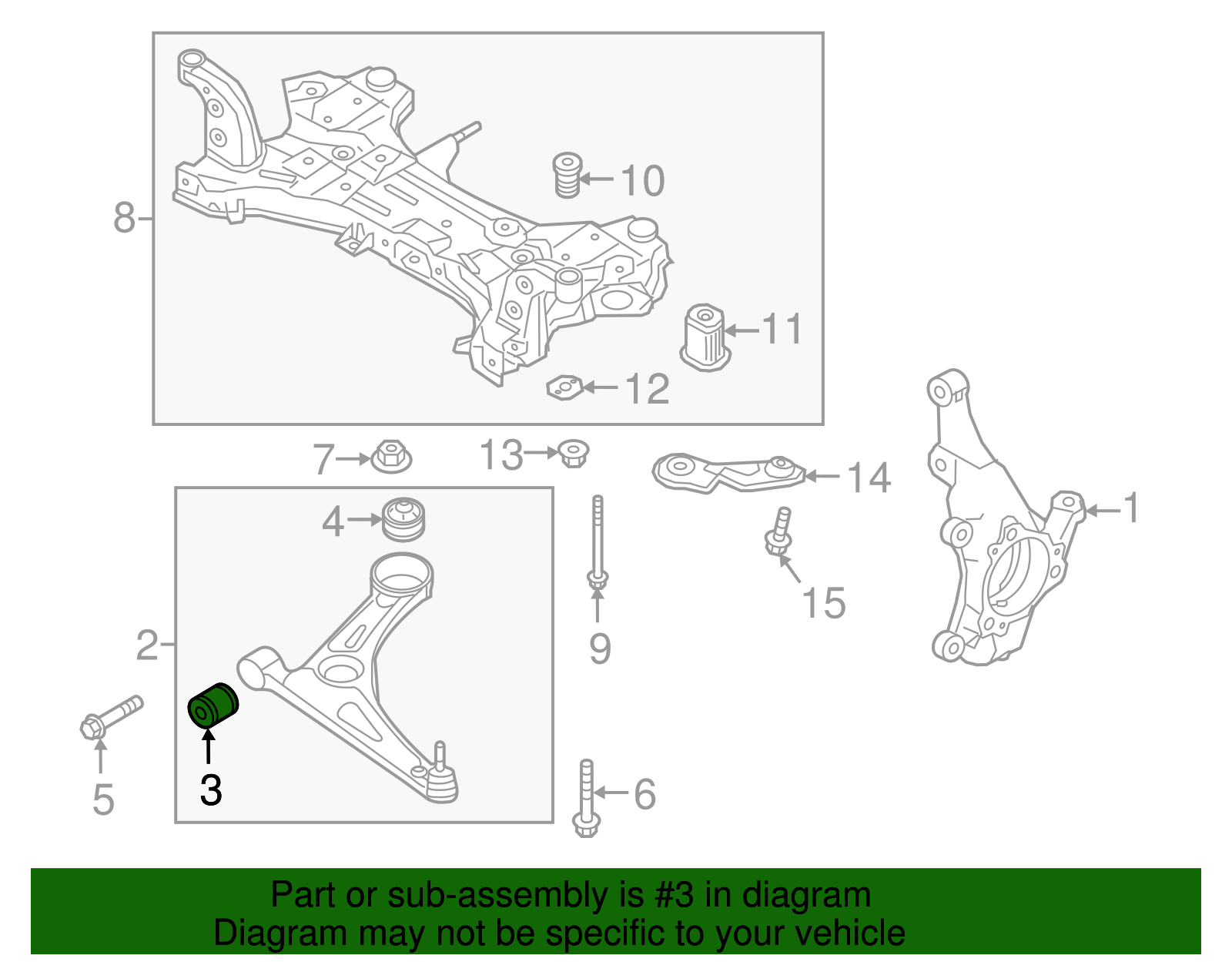 54551-3X000 - Lower Control Arm Front Bushing - 2011-2021 Hyundai ...