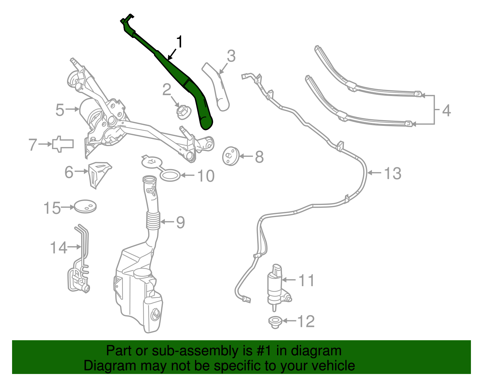 204-820-08-44 - Mercedes-Benz Wiper Arm 2010-2015 Mercedes-Benz ...