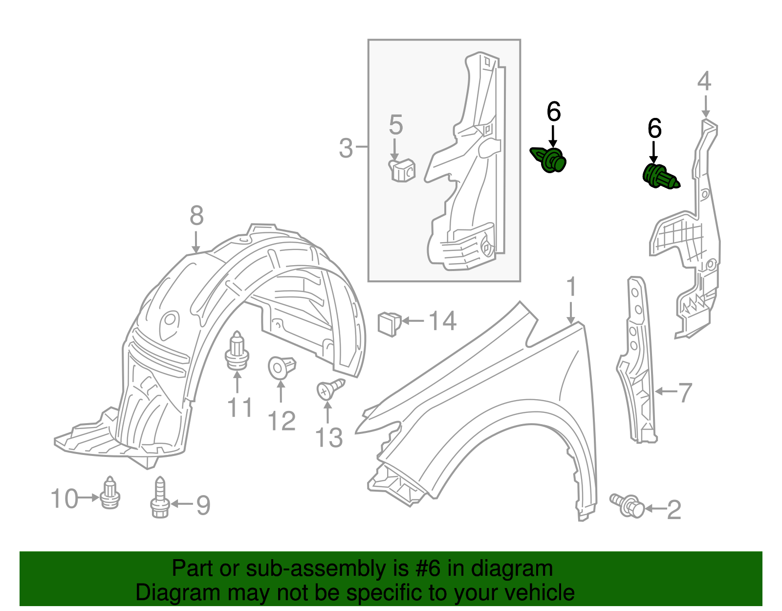 91505-S9A-003 - Quarter Panel Splash Shield Clip 2002-2025 Honda ...