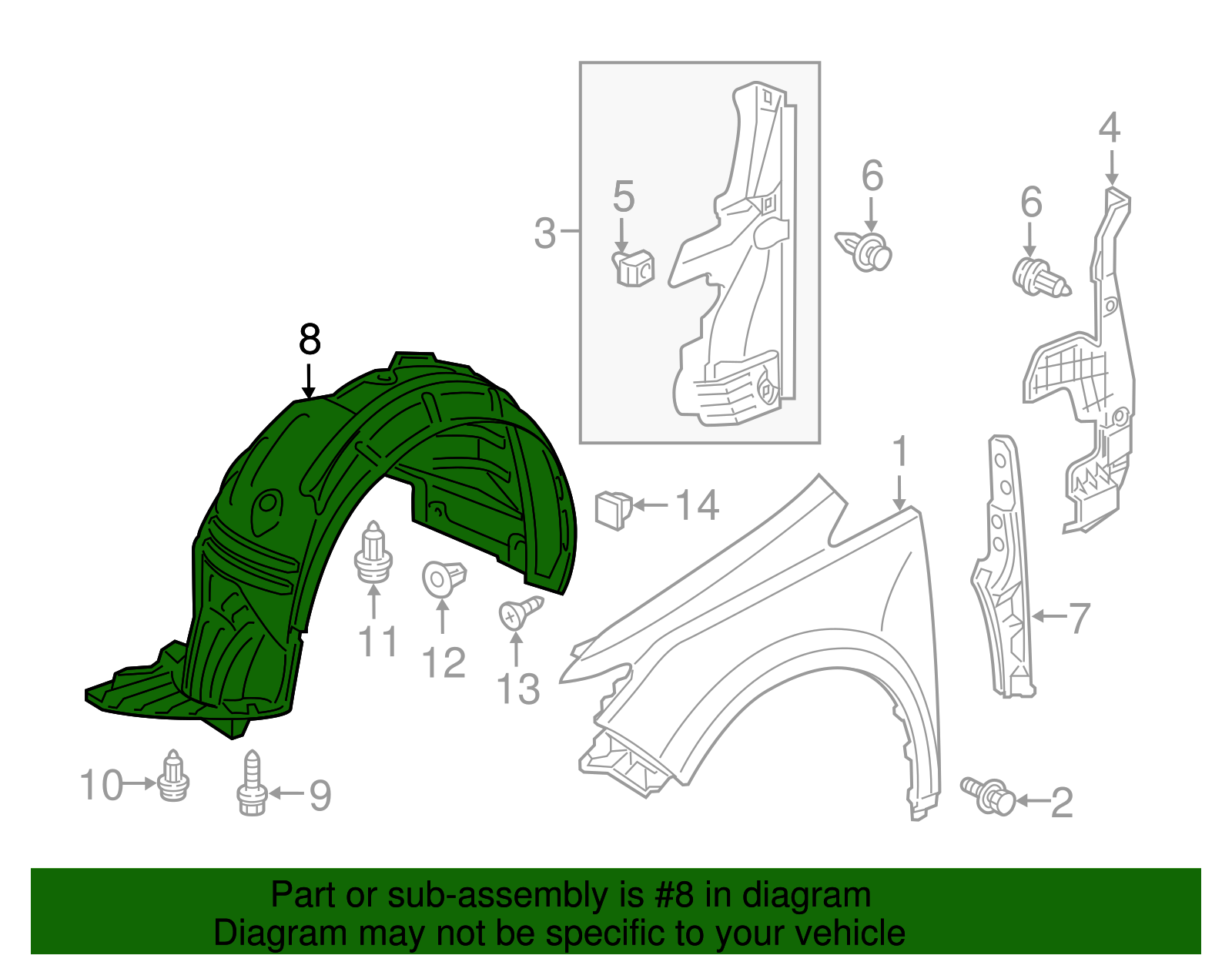 2011-2013 Honda Odyssey Fender Liner 74101-TK8-A00 | Honda Factory Parts