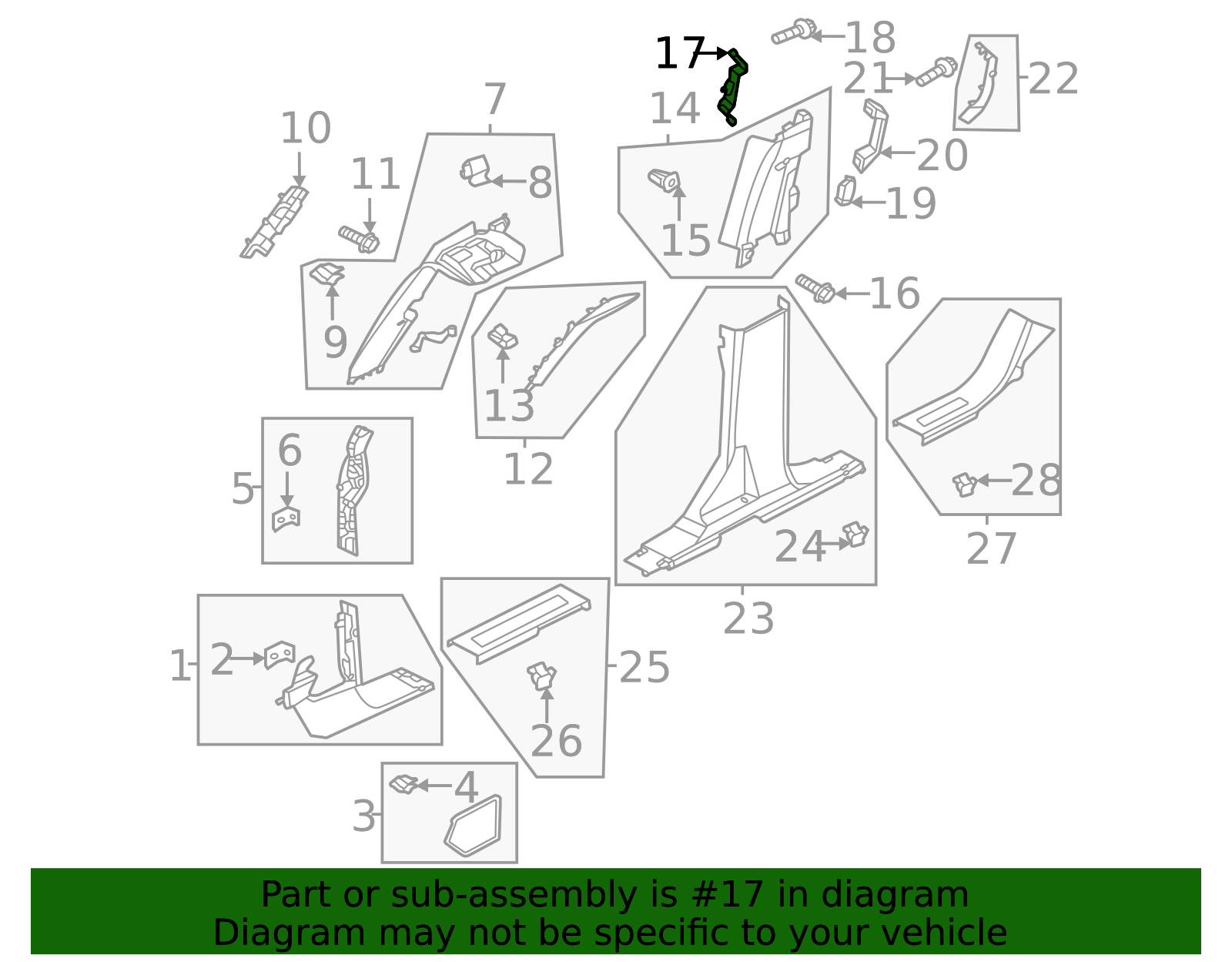 2021-2025 Ford Bronco | Upper Center Pillar Trim Bracket | M2DZ ...