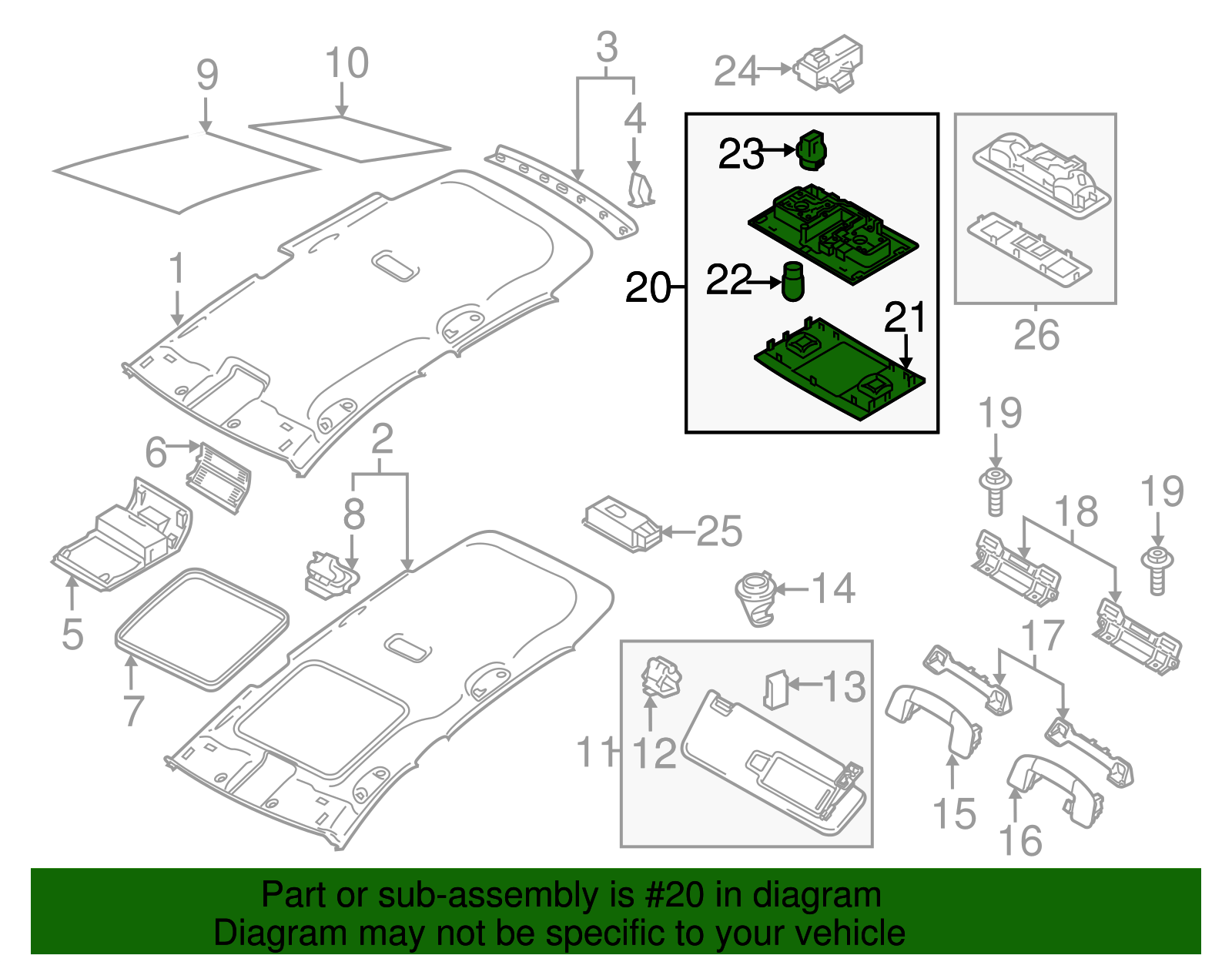17A-947-105-WHI - Map Lamp Assembly 2018-2024 Volkswagen | Wolfsburg ...