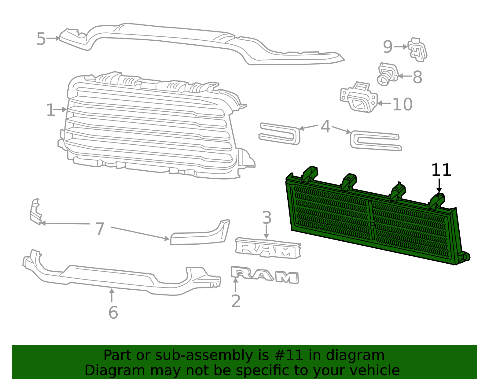 2019-2024 Ram Grille 68452775AC | Mopar Parts Canada