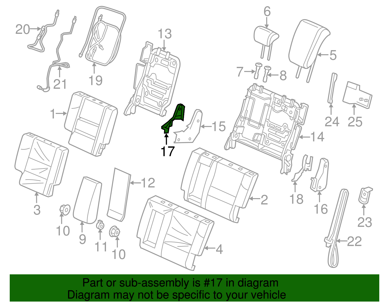 82127-TK8-A01ZA - Recline Cover 2011-2017 Honda Odyssey | Honda Parts ...