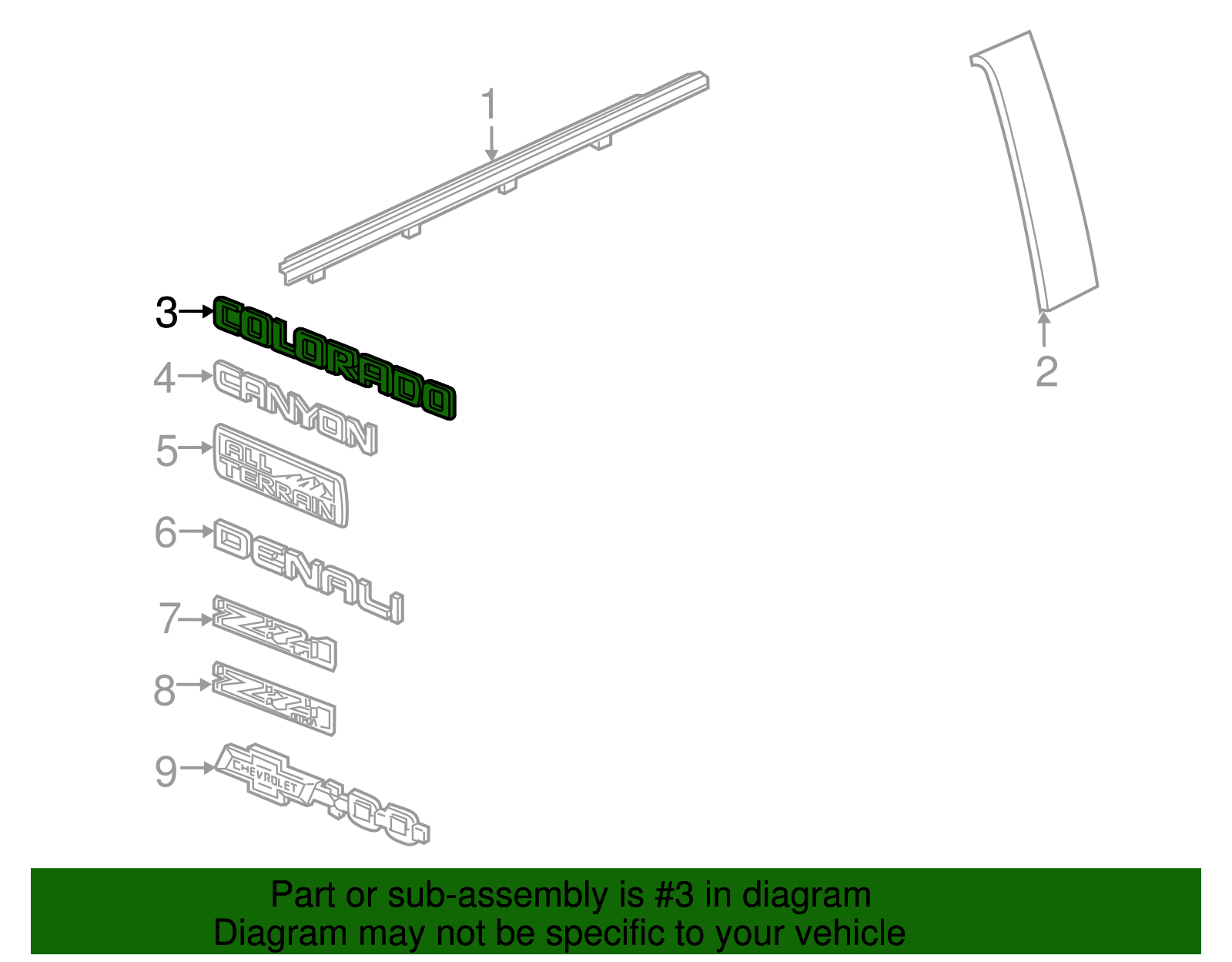 2018-2022 Chevrolet Colorado Vehicle Name Plate 84113503 | Capital ...