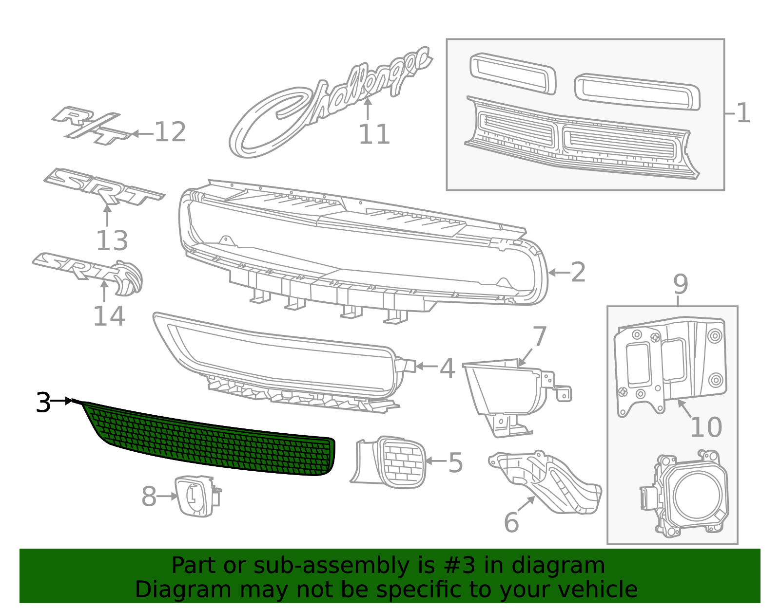 2015-2023 Dodge Challenger Grille 68259756AA | Mopar Parts Canada