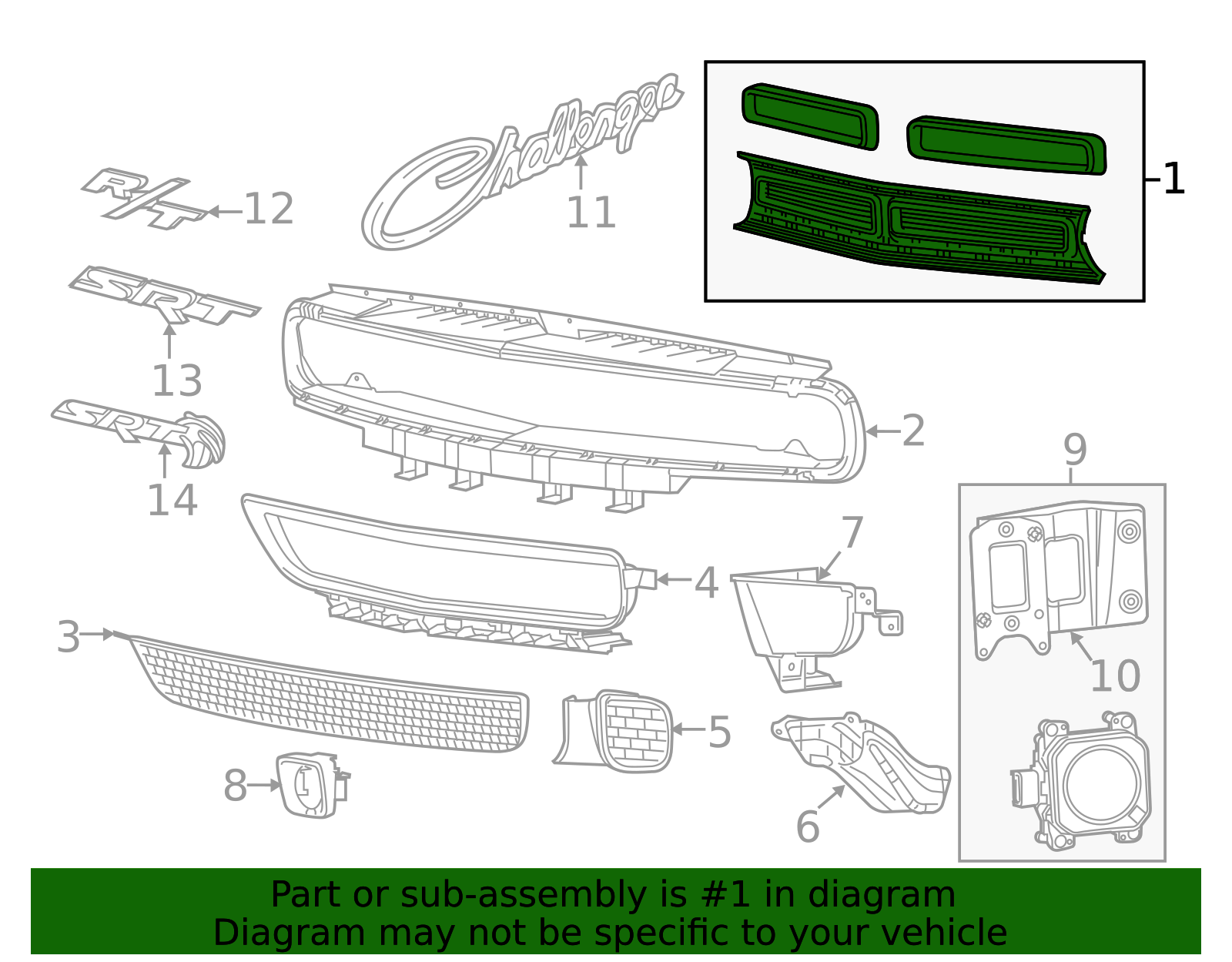 2015-2023 Dodge Challenger Grille 68262955AD | Mopar Parts Canada