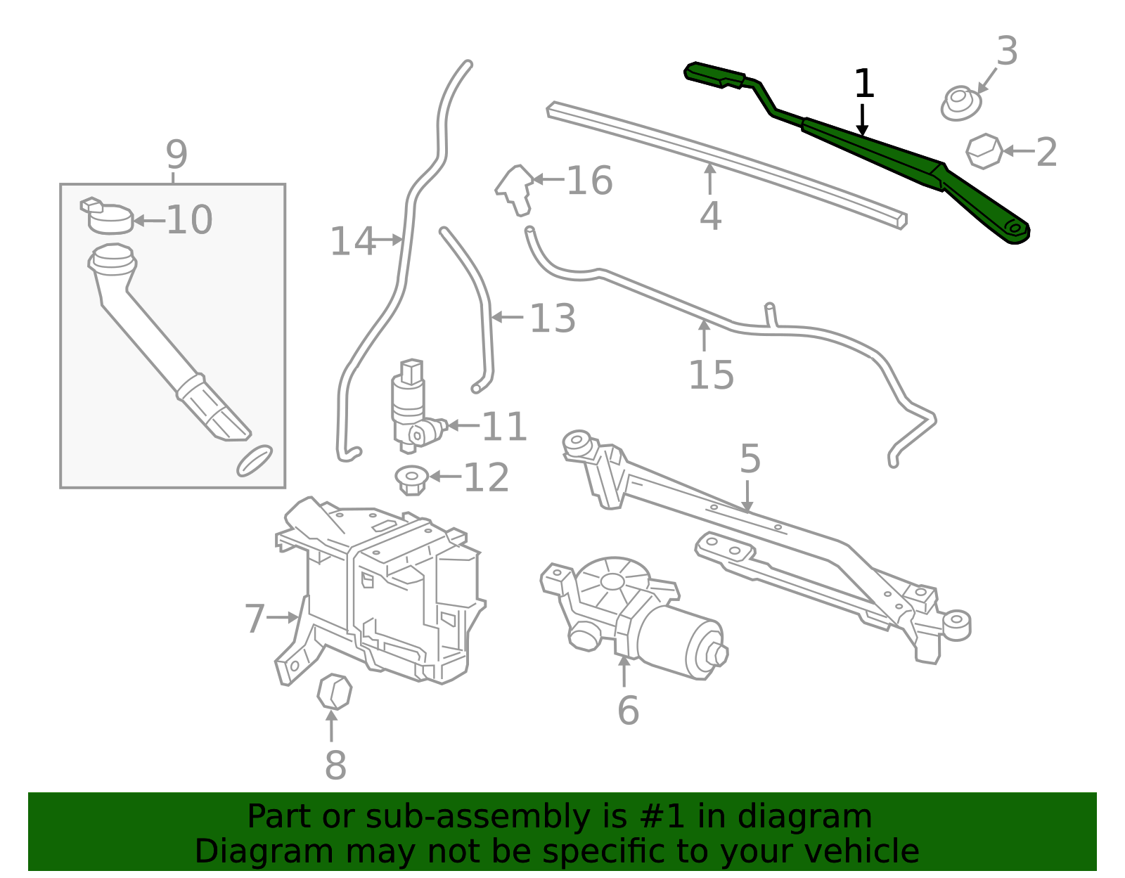2016-2022 Chevrolet Spark Driver Side Windshield Wiper Arm 95391364 GM ...