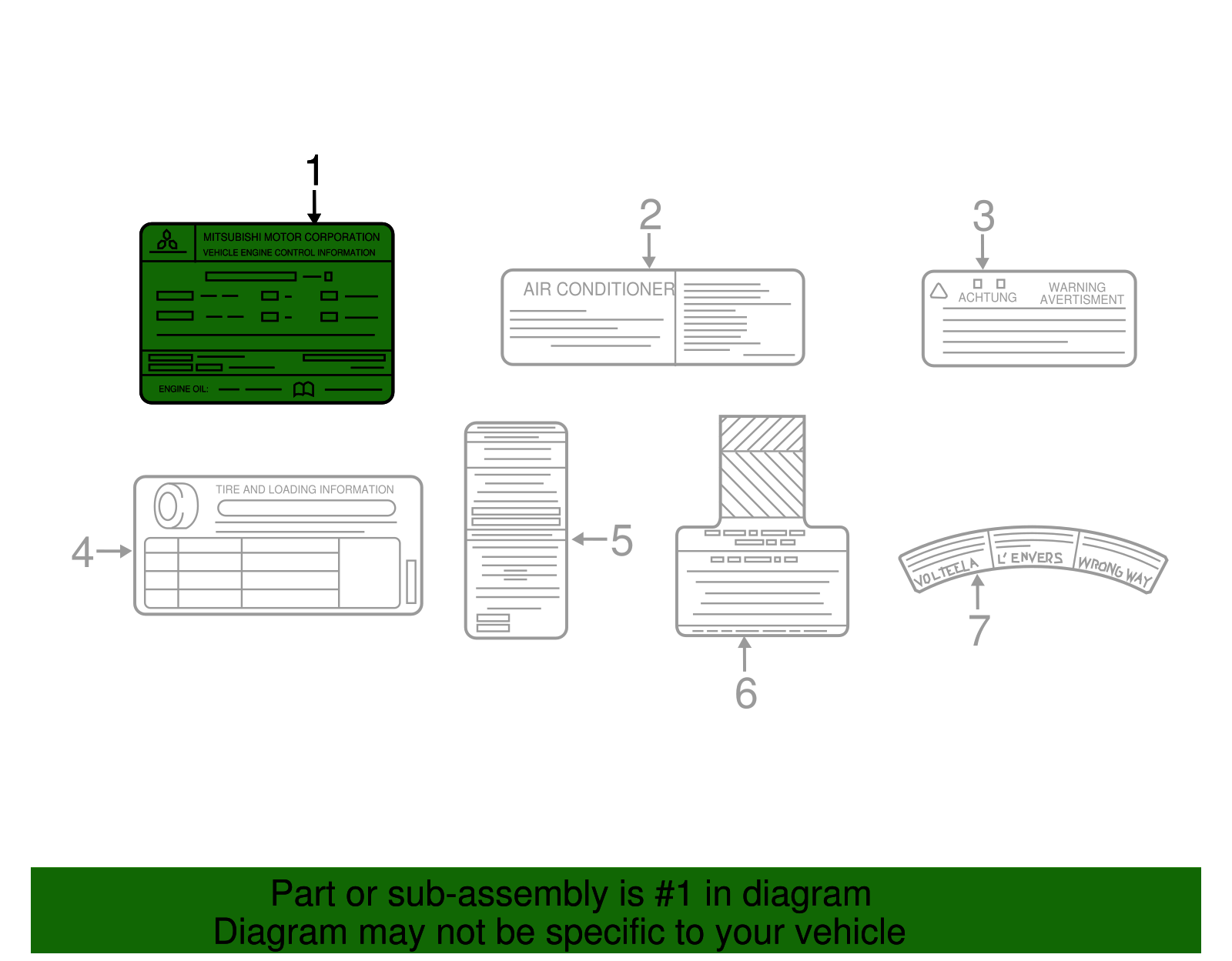 2023 Mitsubishi Emission Label 14805W210P | Mitsubishi Parts Warehouse ...