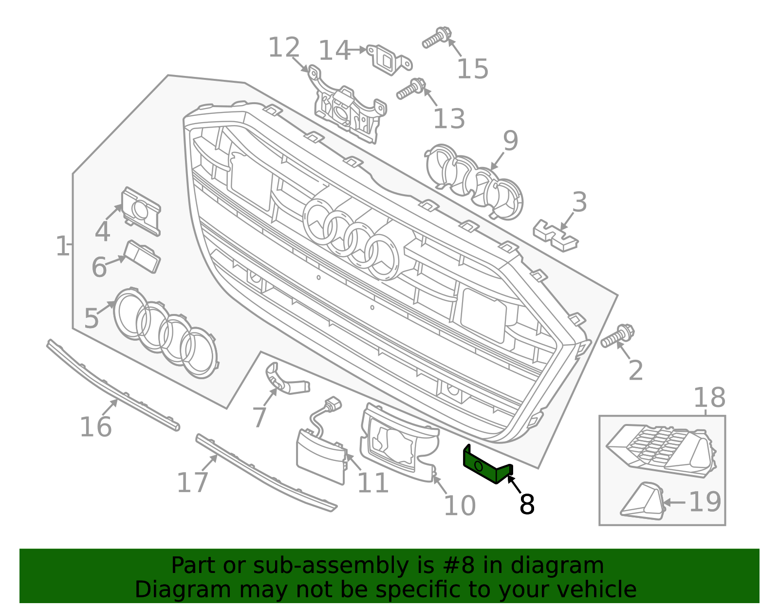 4K8-807-350-A-9B9 - High-Quality Grille Bracket for 2020-2023 Audi S7 ...