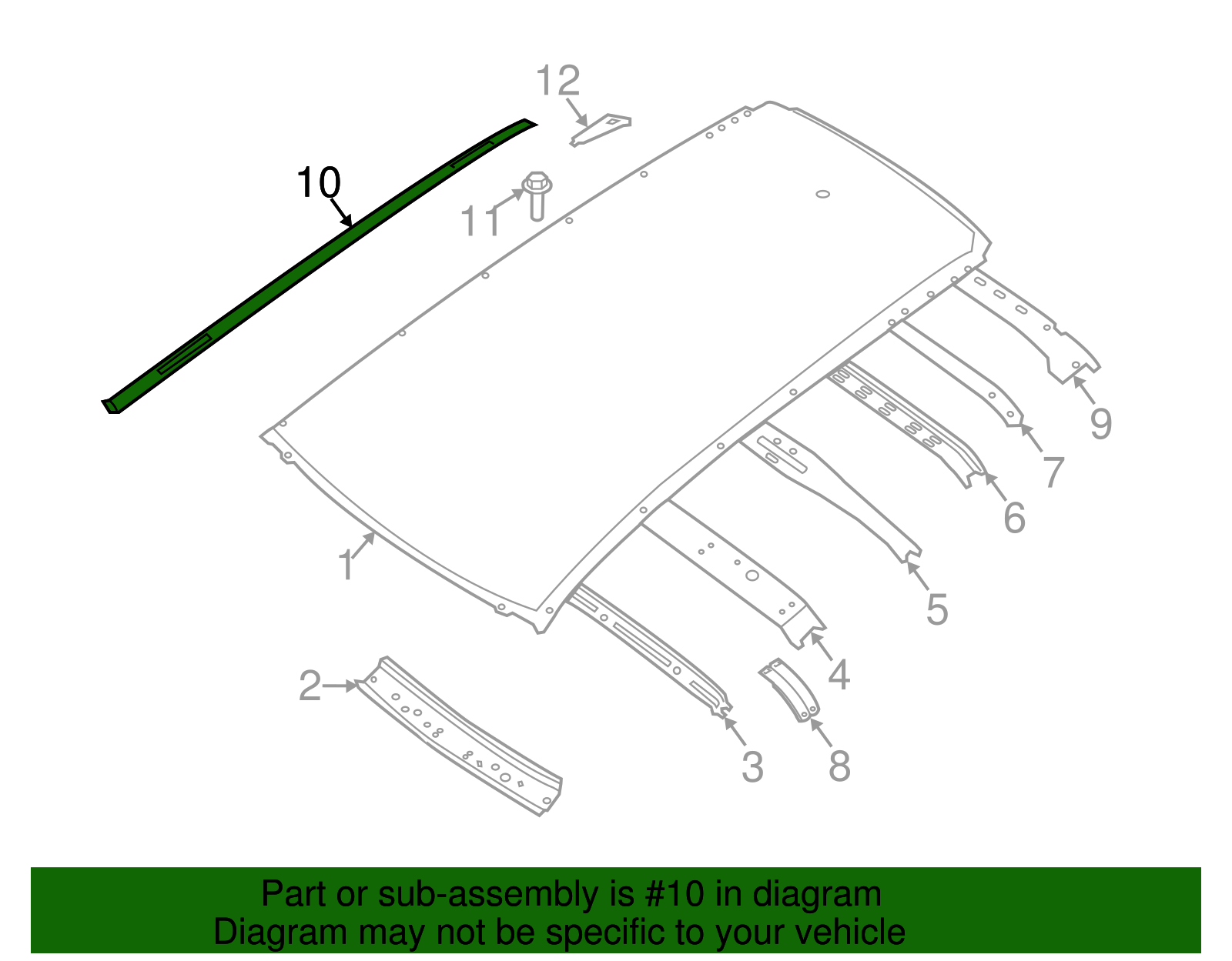 2014-2020 Nissan Rogue Roof Molding 73853-4CL0A | Nissan Parts Plus