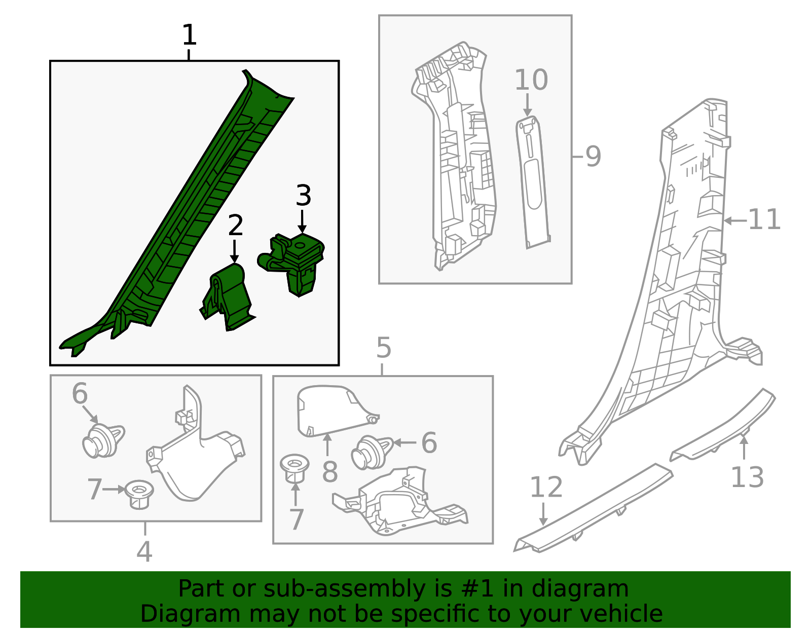 A-Pillar Trim Panel - OEM Interior Coverage GHR1-68-170C-75 ...