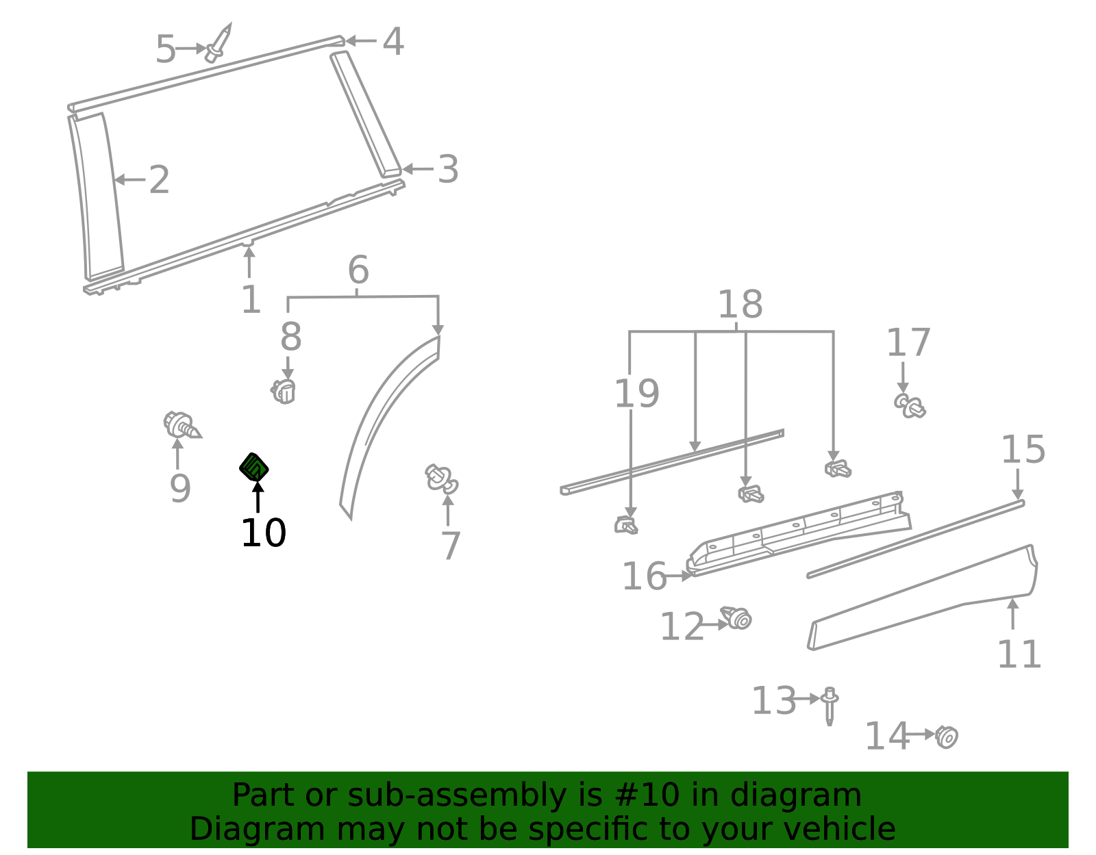 2019-2025 Toyota 2020-2024 Toyota - Lower Molding Grommet 90189-05074 ...