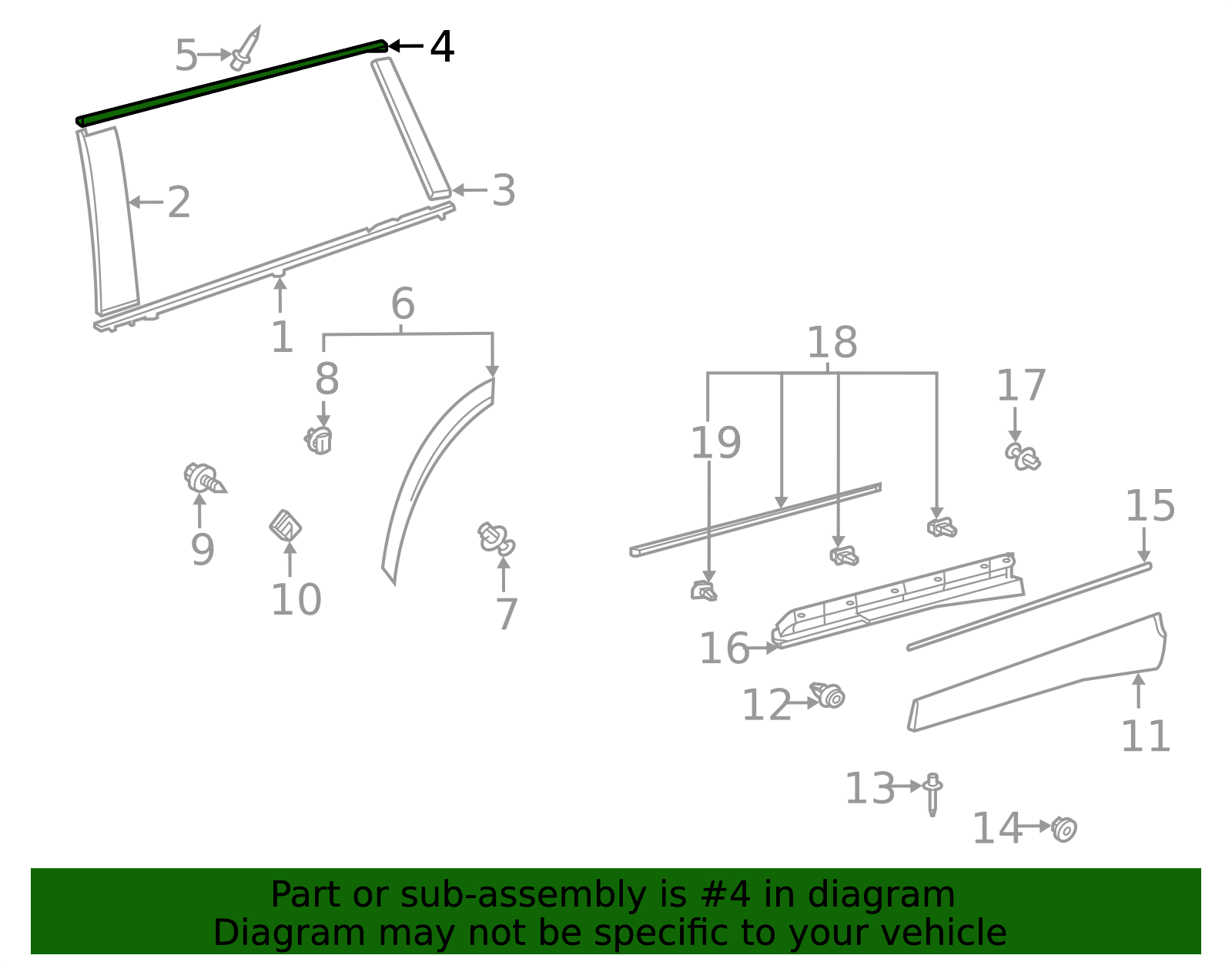 2020-2025 Toyota Highlander 2020-2024 Toyota Highlander - Frame Molding ...