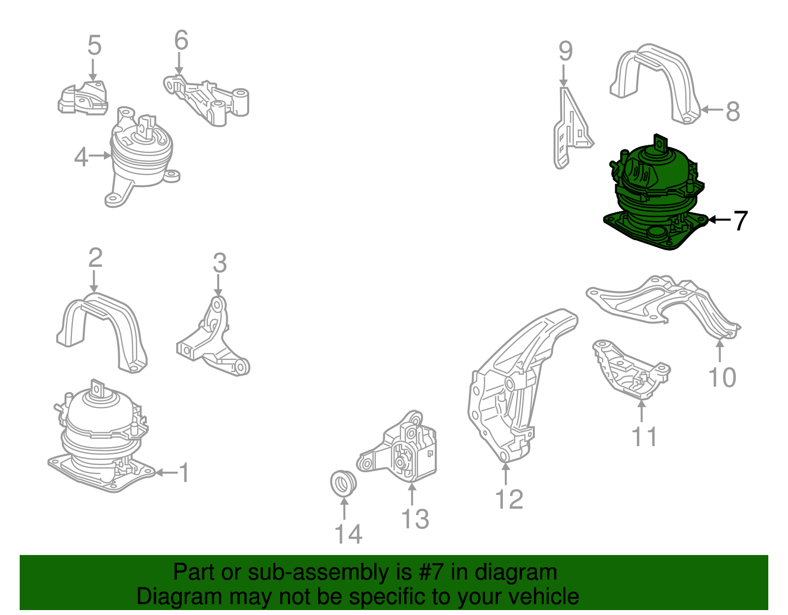 50810-TZ5-A03 - 2016-2025 Honda - Rubber Assembly Rear Engine Mounting ...