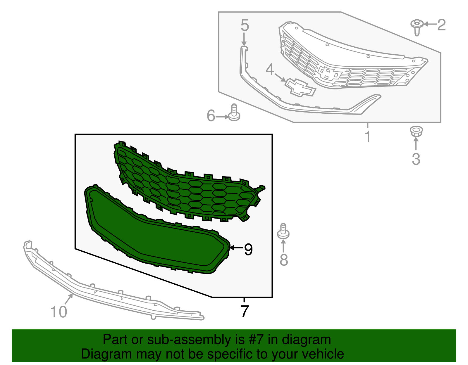2016-2018 Chevrolet Cruze Front Grille 23504350 | Shop Matick Buick GMC
