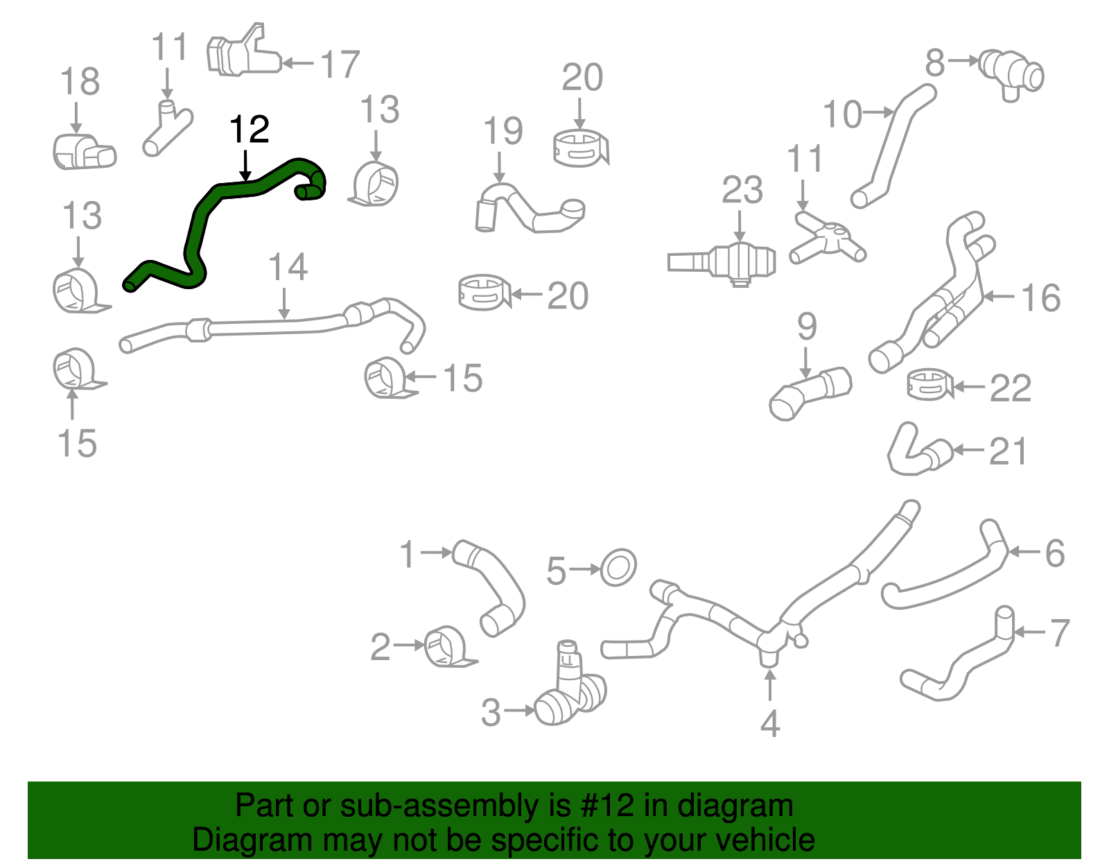 2011-2015 Volkswagen Jetta Engine Coolant Reservoir Hose 5C0-121-447 ...