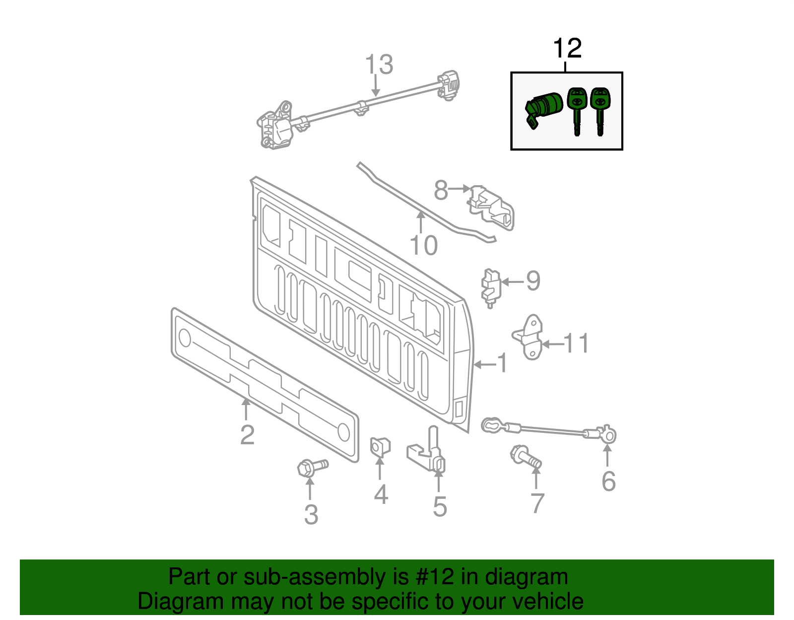 69055-0C010 - Tailgate Lock 2007-2013 Toyota Tundra | Longo Toyota Parts